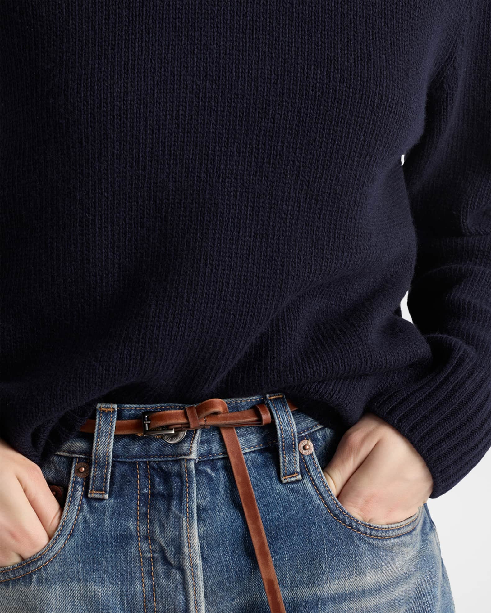 Prada Wool-Cashmere Crewneck Sweater | Neiman Marcus