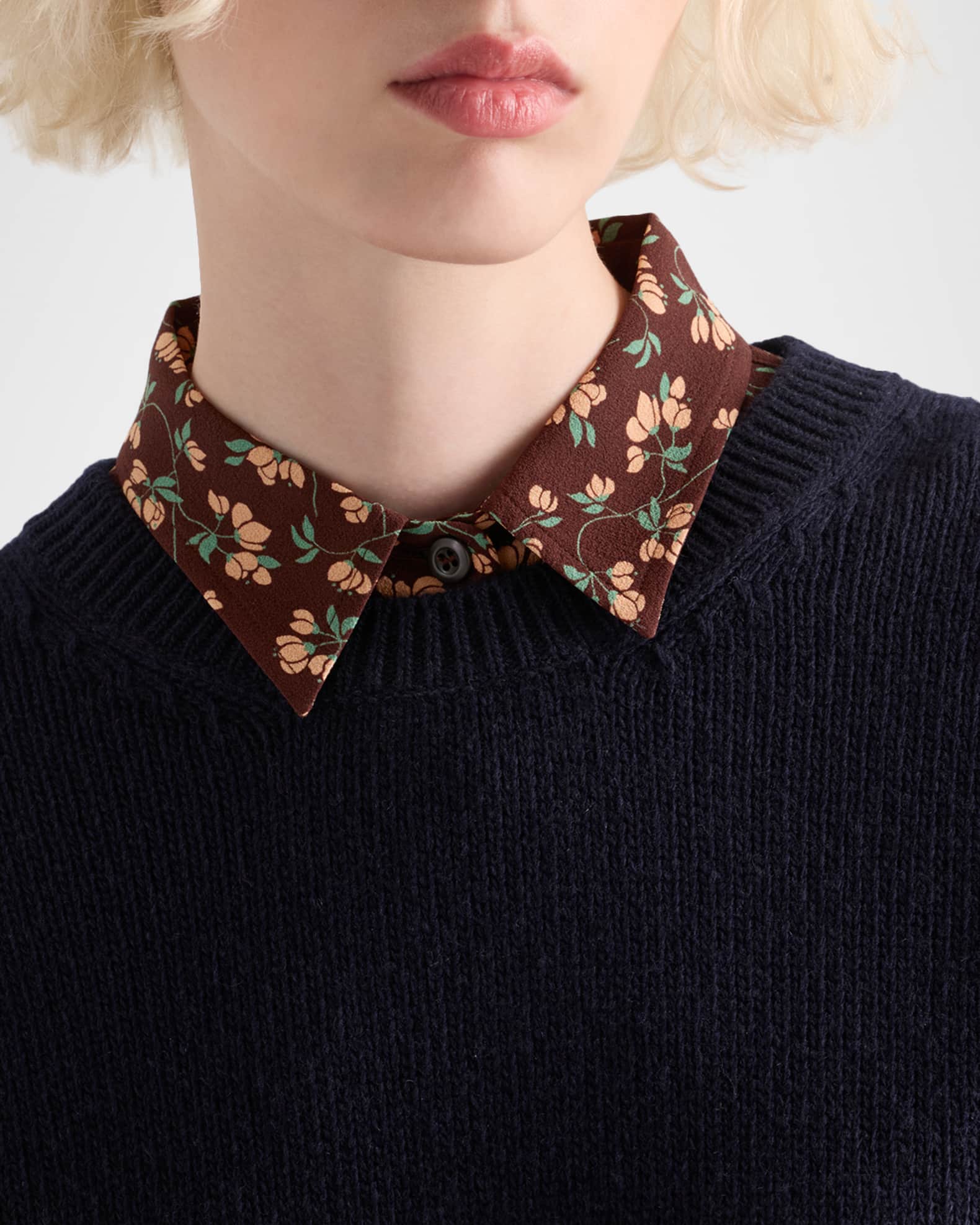 Prada Wool-Cashmere Crewneck Sweater | Neiman Marcus