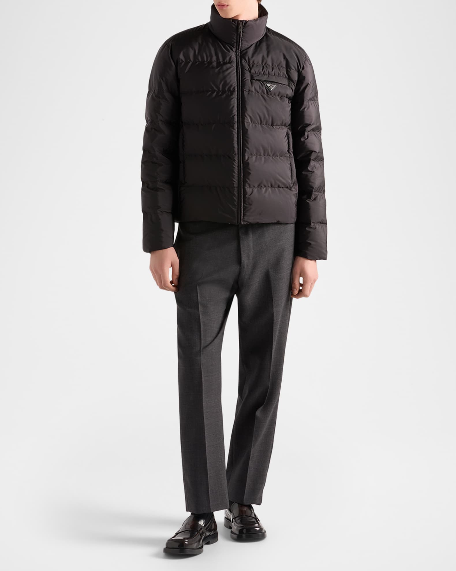 Prada Medium-Weight Re-Nylon Down Jacket | Neiman Marcus