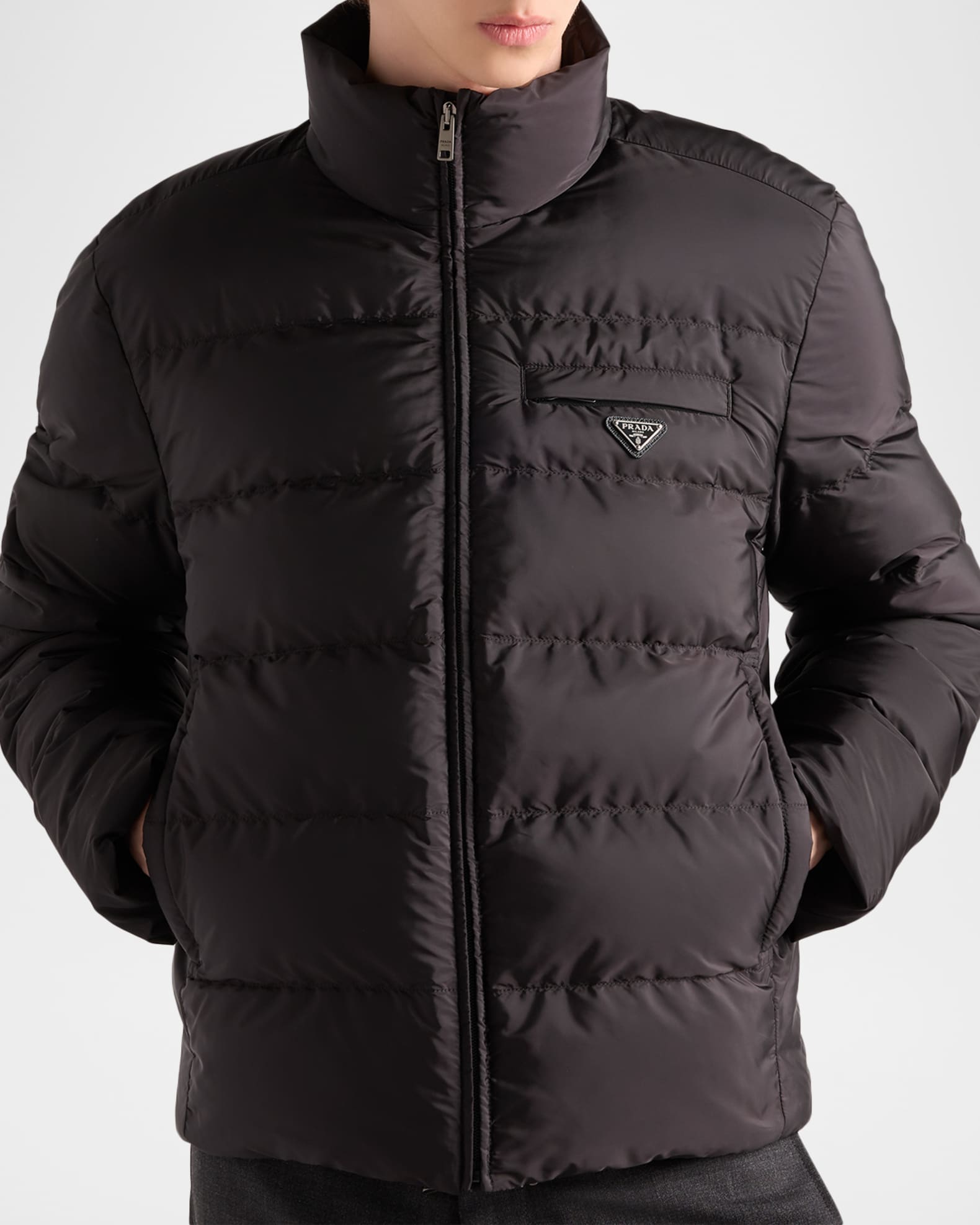 Prada Medium-Weight Re-Nylon Down Jacket | Neiman Marcus