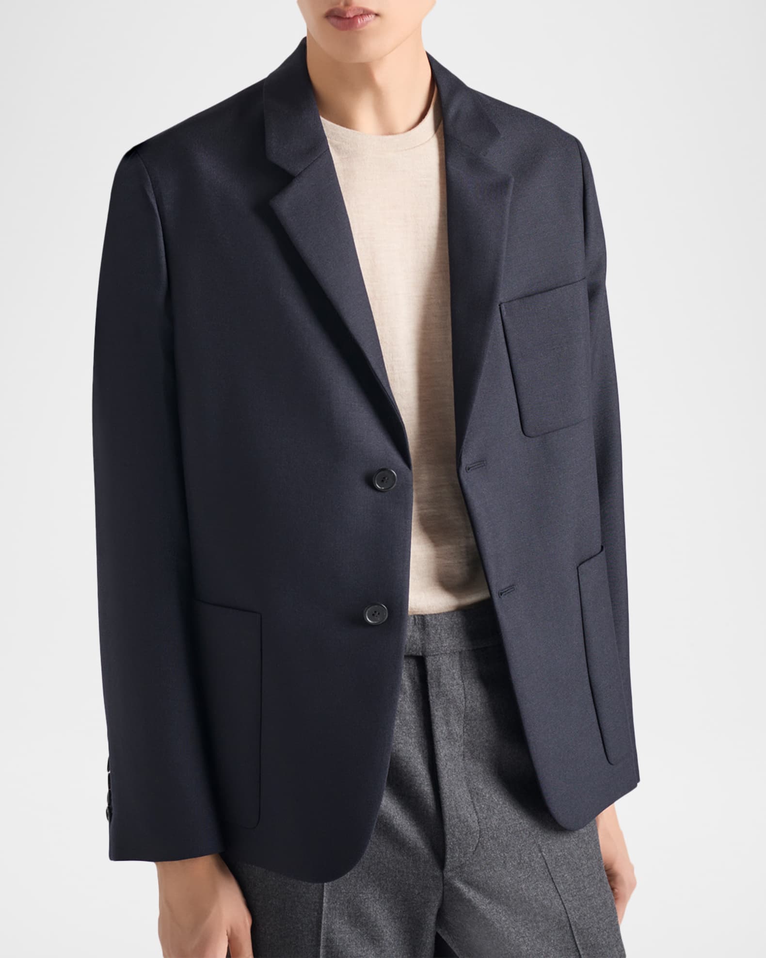 Prada Men's Single-Breasted Wool-Mohair Jacket | Neiman Marcus