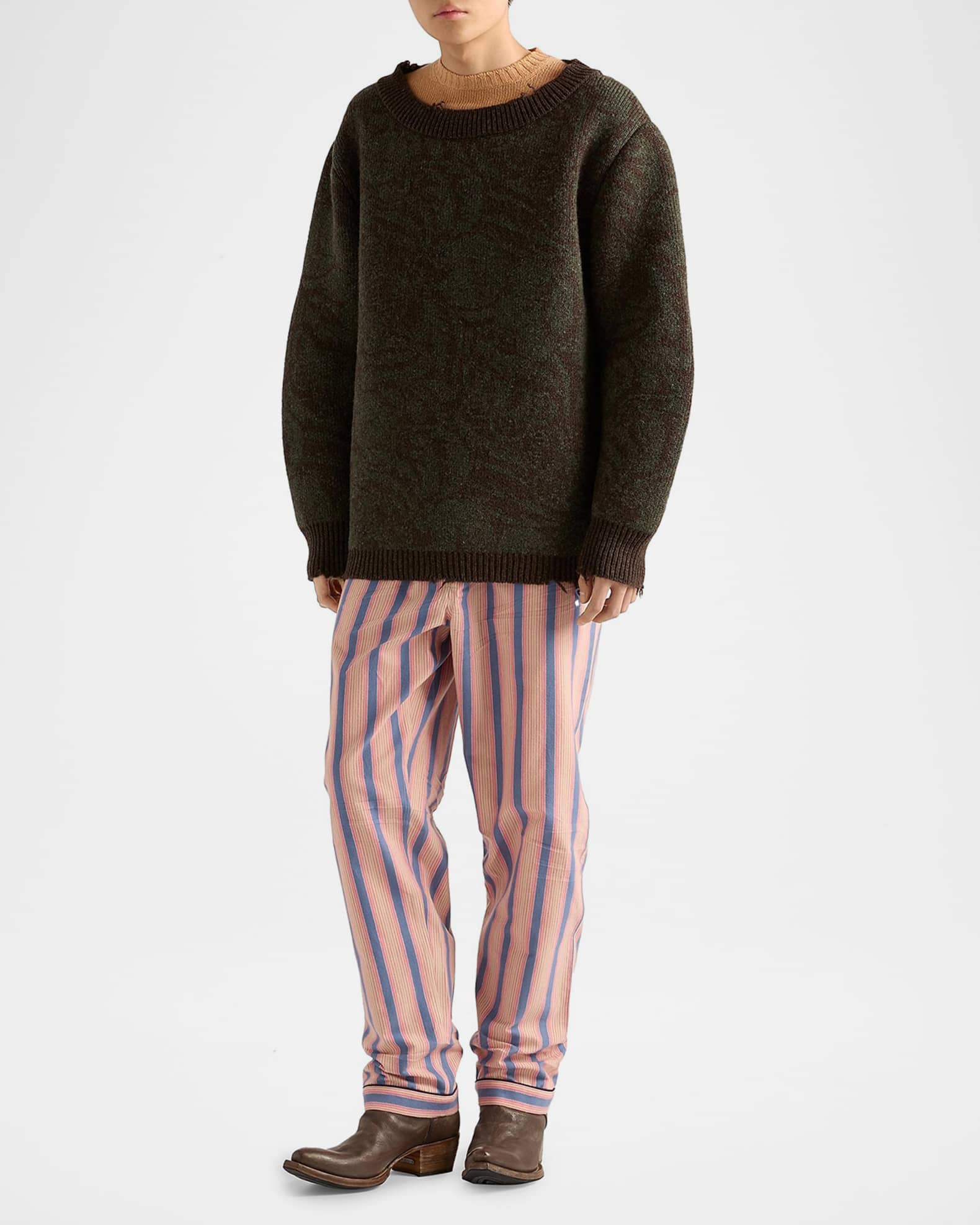 Prada Men's Short-Sleeve Wool-Cashmere Sweater | Neiman Marcus