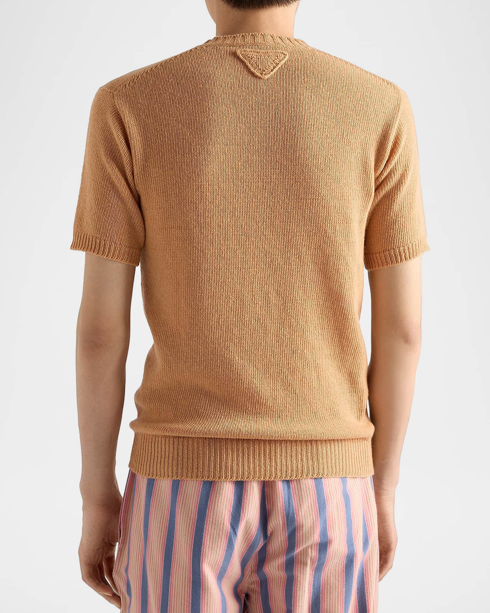 Prada Men's Short-Sleeve Wool-Cashmere Sweater | Neiman Marcus