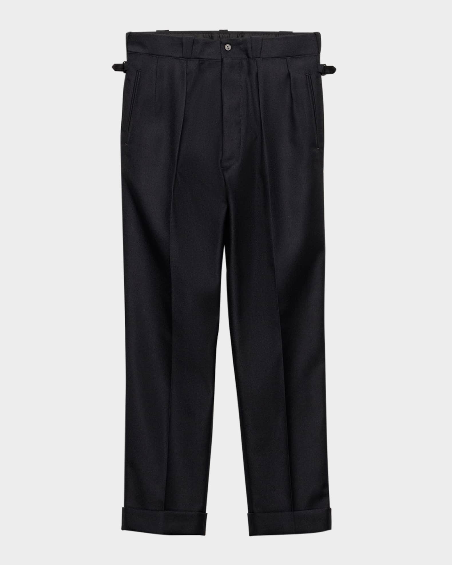 Prada Men's Pleated Wool Straight-Leg Pants | Neiman Marcus