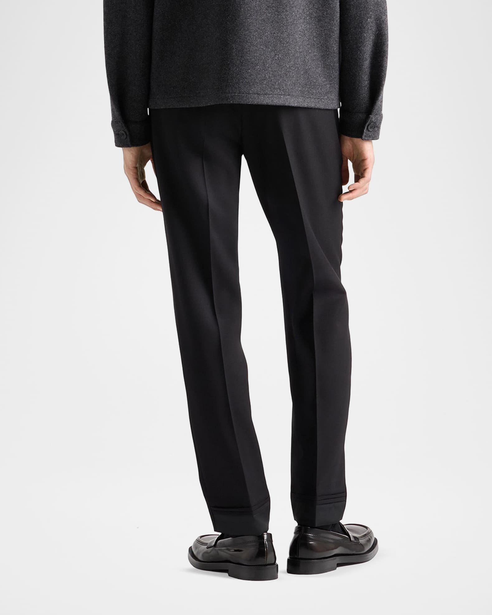 Prada Men's Pintuck Slim-Leg Wool Pants | Neiman Marcus