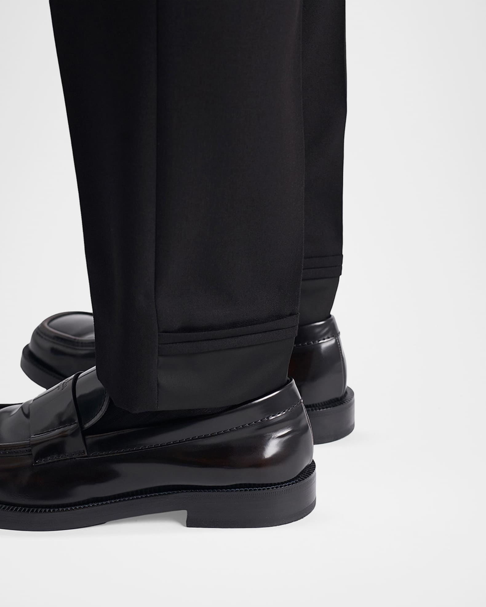 Prada Men's Pintuck Slim-Leg Wool Pants | Neiman Marcus