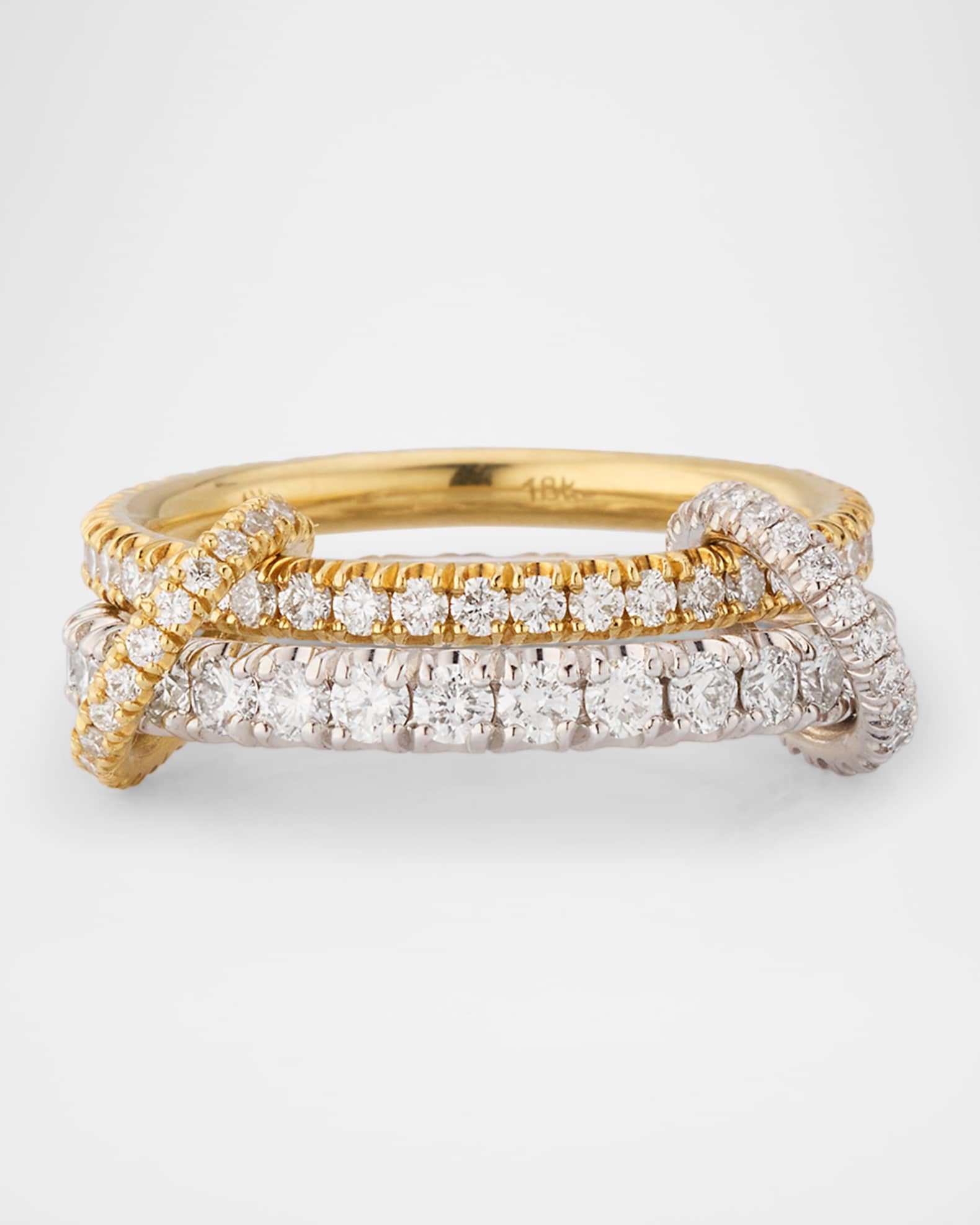 Spinelli Kilcollin Cadence Pave Diamond Two Link Ring in Yellow Gold ...