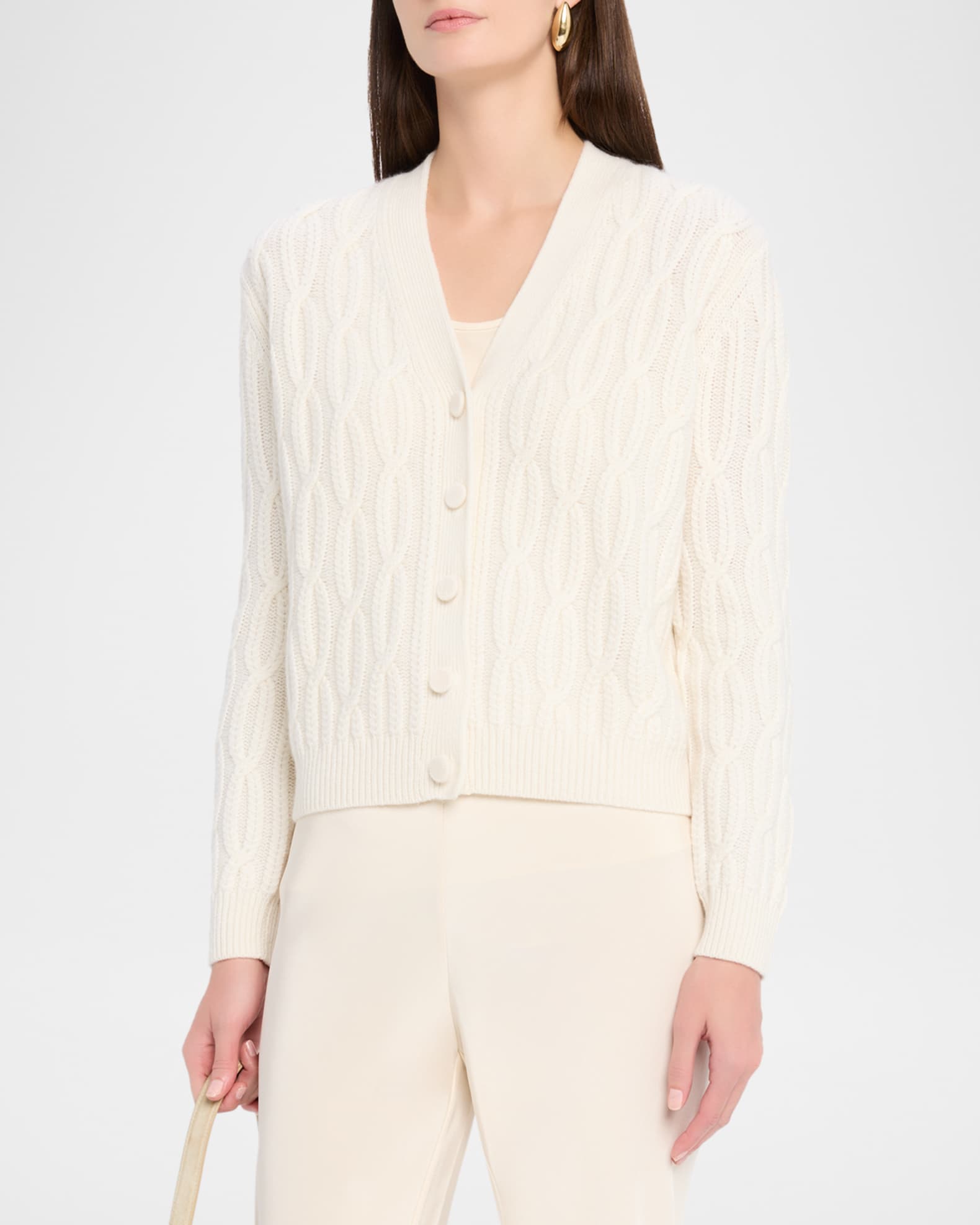 TSE Cashmere Cashmere Braided Cable-Knit Cardigan | Neiman Marcus