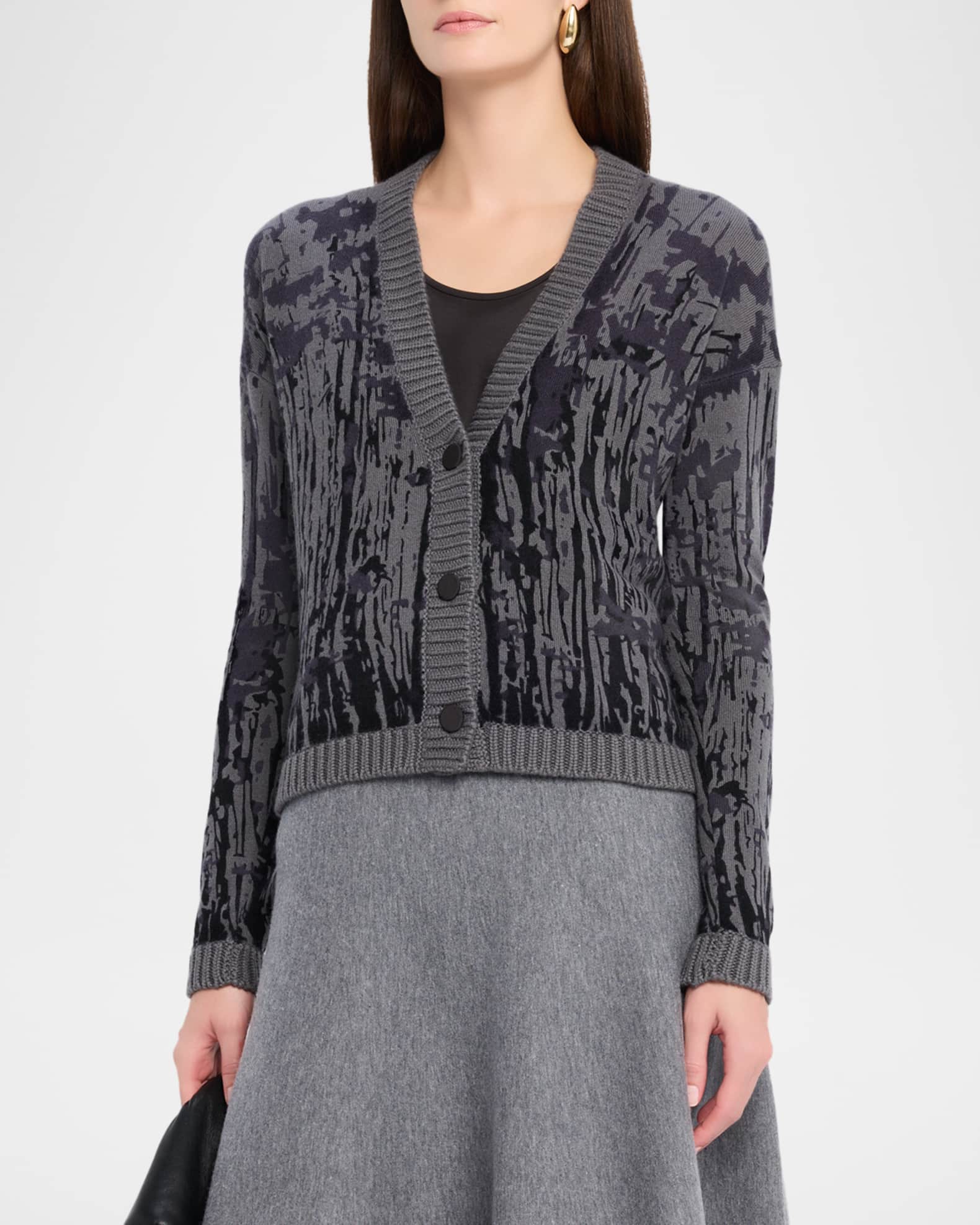 TSE Cashmere Cashmere Abstract-Print Cardigan | Neiman Marcus