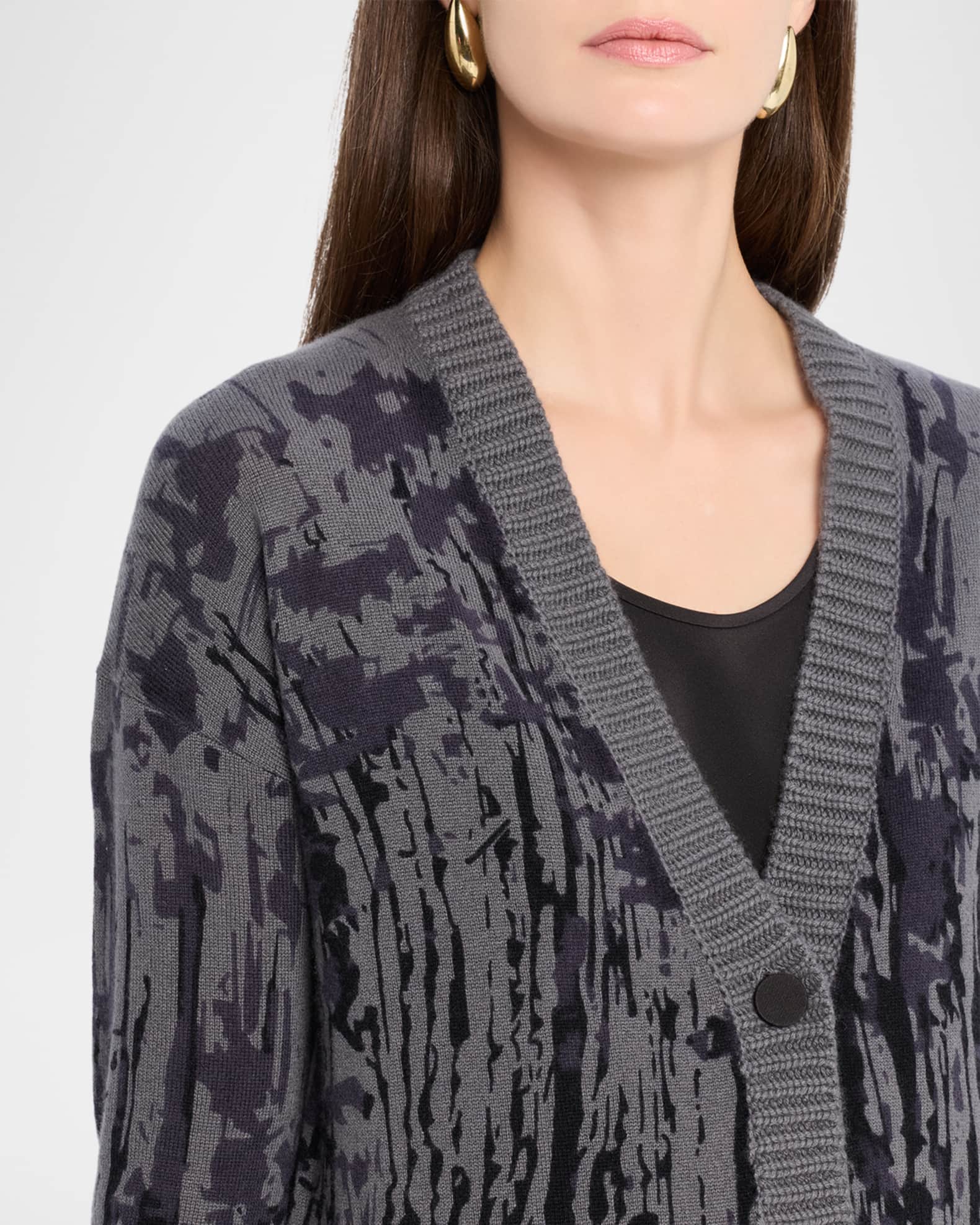 TSE Cashmere Cashmere Abstract-Print Cardigan | Neiman Marcus