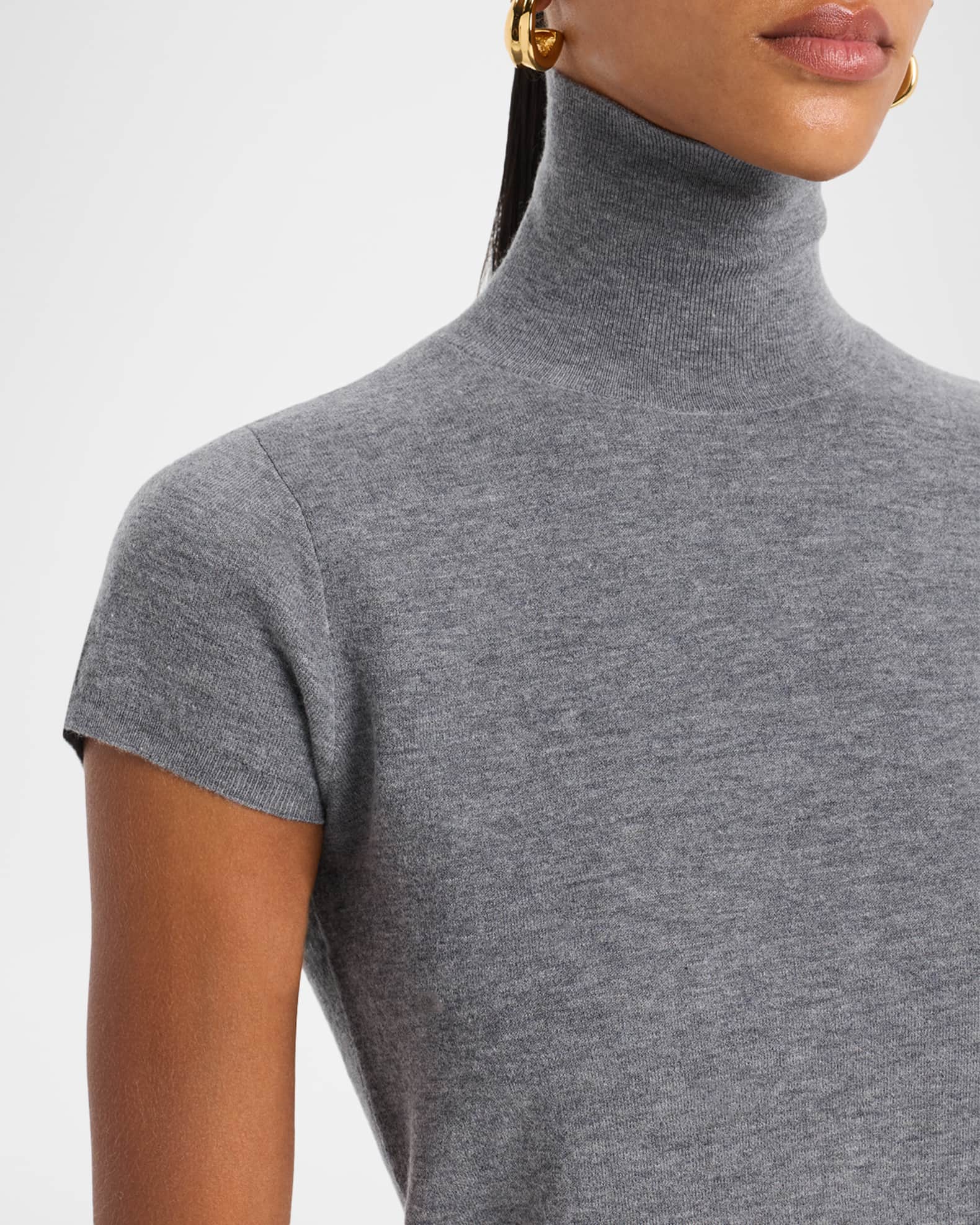 TSE Cashmere Cropped Cap-Sleeve Turtleneck Top | Neiman Marcus