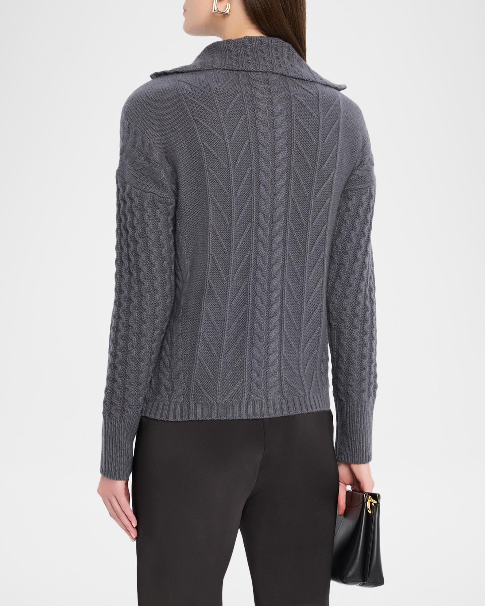 TSE Cashmere Cashmere Zip-Front Cable Bomber Jacket | Neiman Marcus