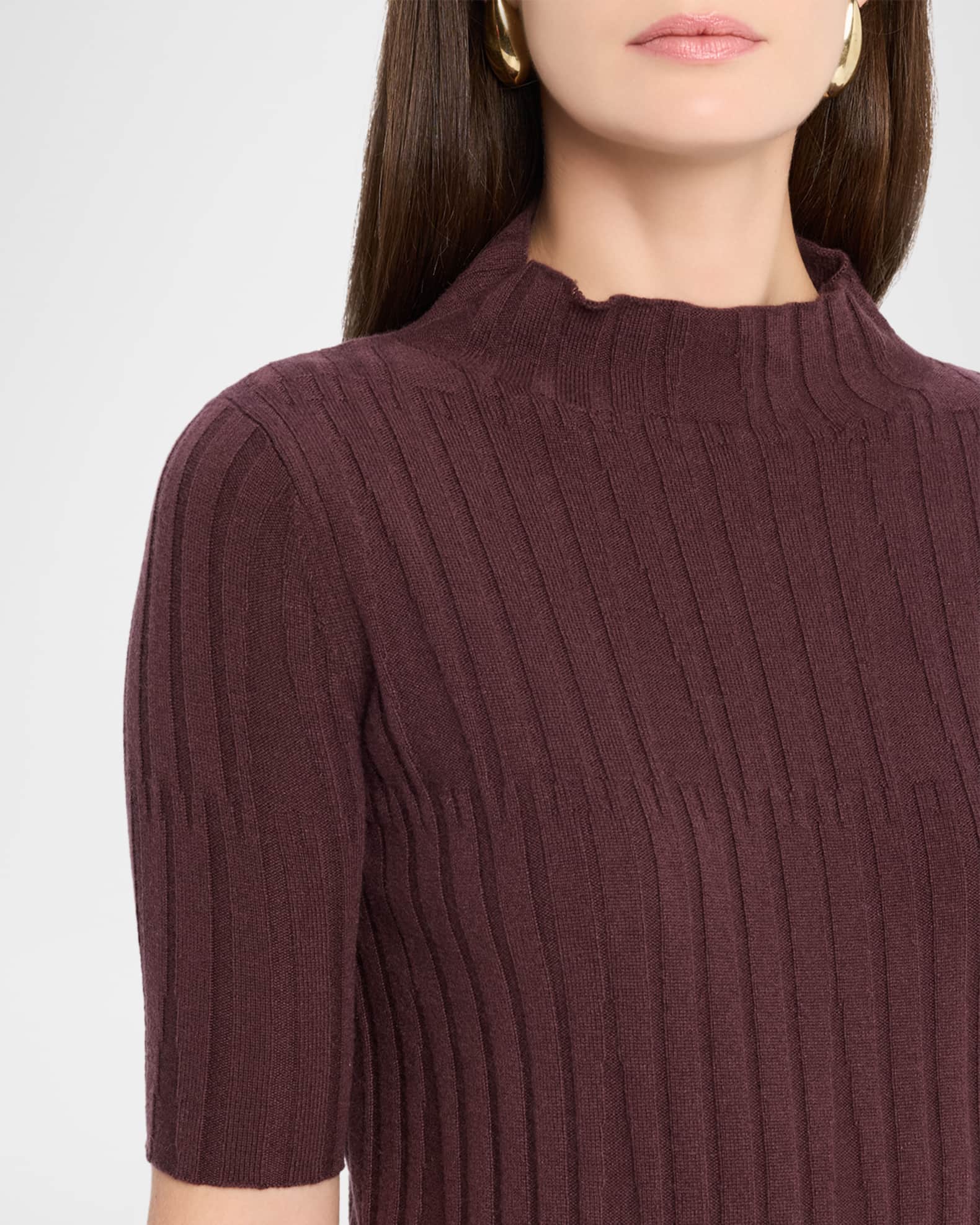 TSE Cashmere Cashmere Ribbed Mock-Neck Sweater | Neiman Marcus