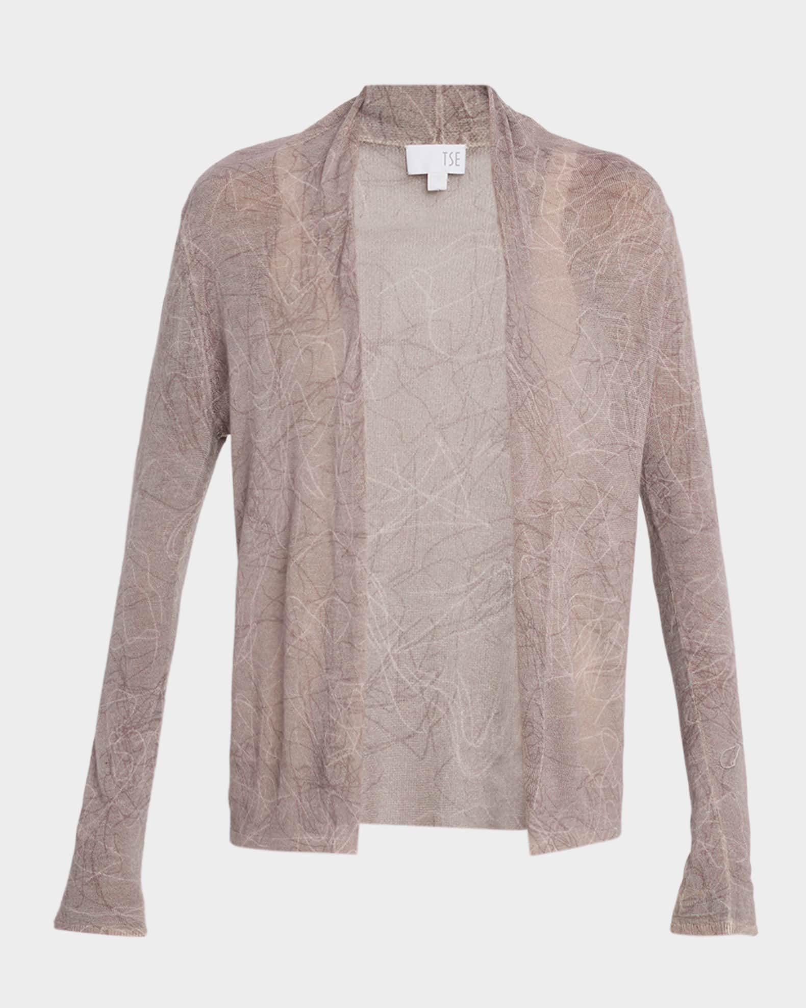 TSE Cashmere Cashmere Abstract-Print Open Cardigan | Neiman Marcus