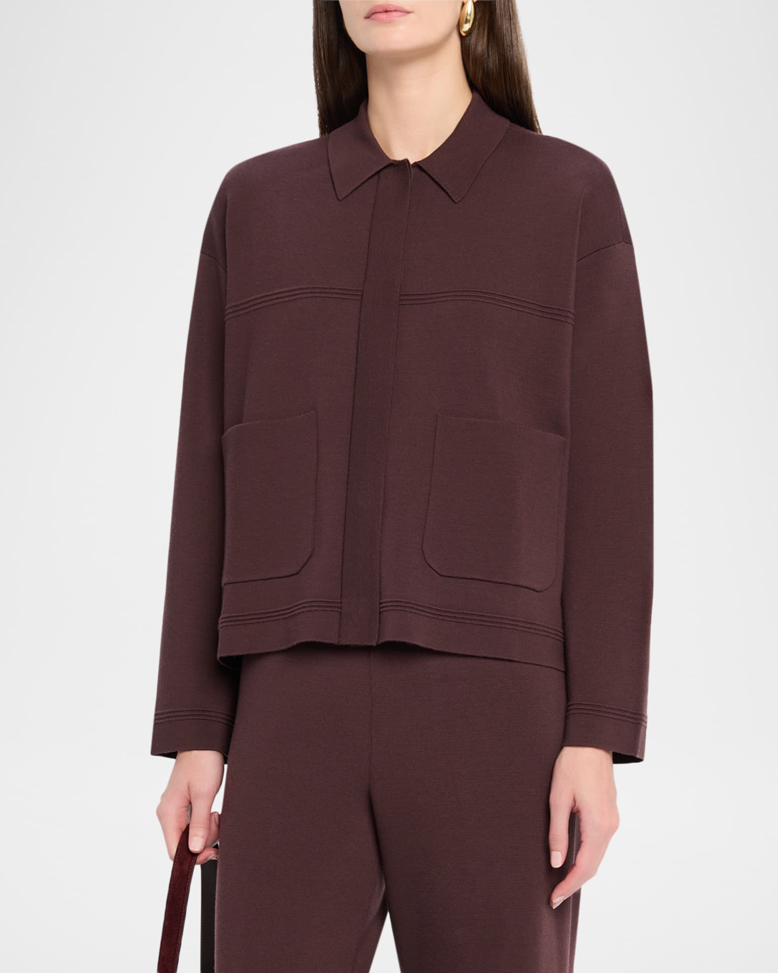 TSE Cashmere Fine Knit Wool-Blend Short Jacket | Neiman Marcus