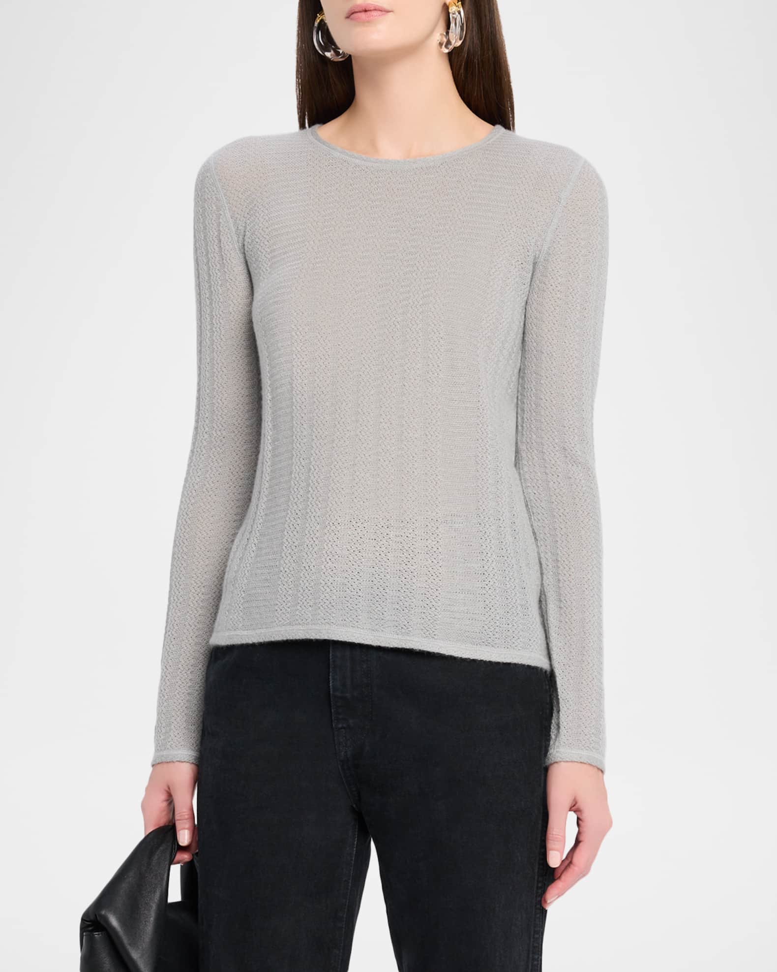 TSE Cashmere Superfine Cashmere Mesh Crewneck | Neiman Marcus