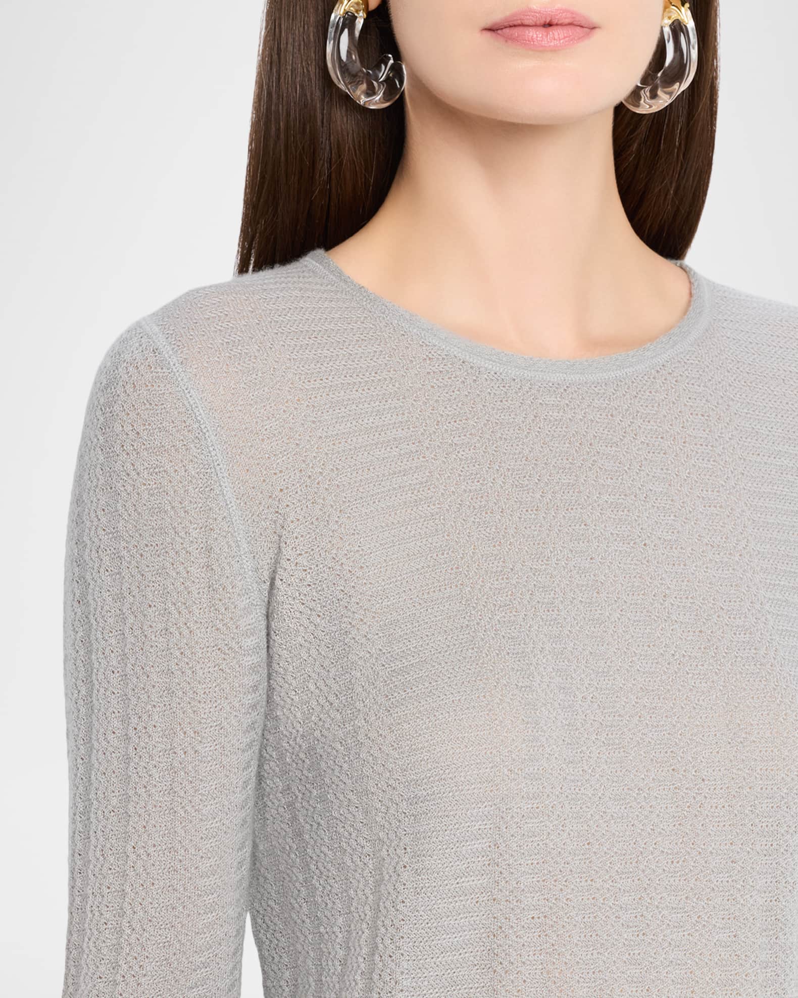 TSE Cashmere Superfine Cashmere Mesh Crewneck | Neiman Marcus