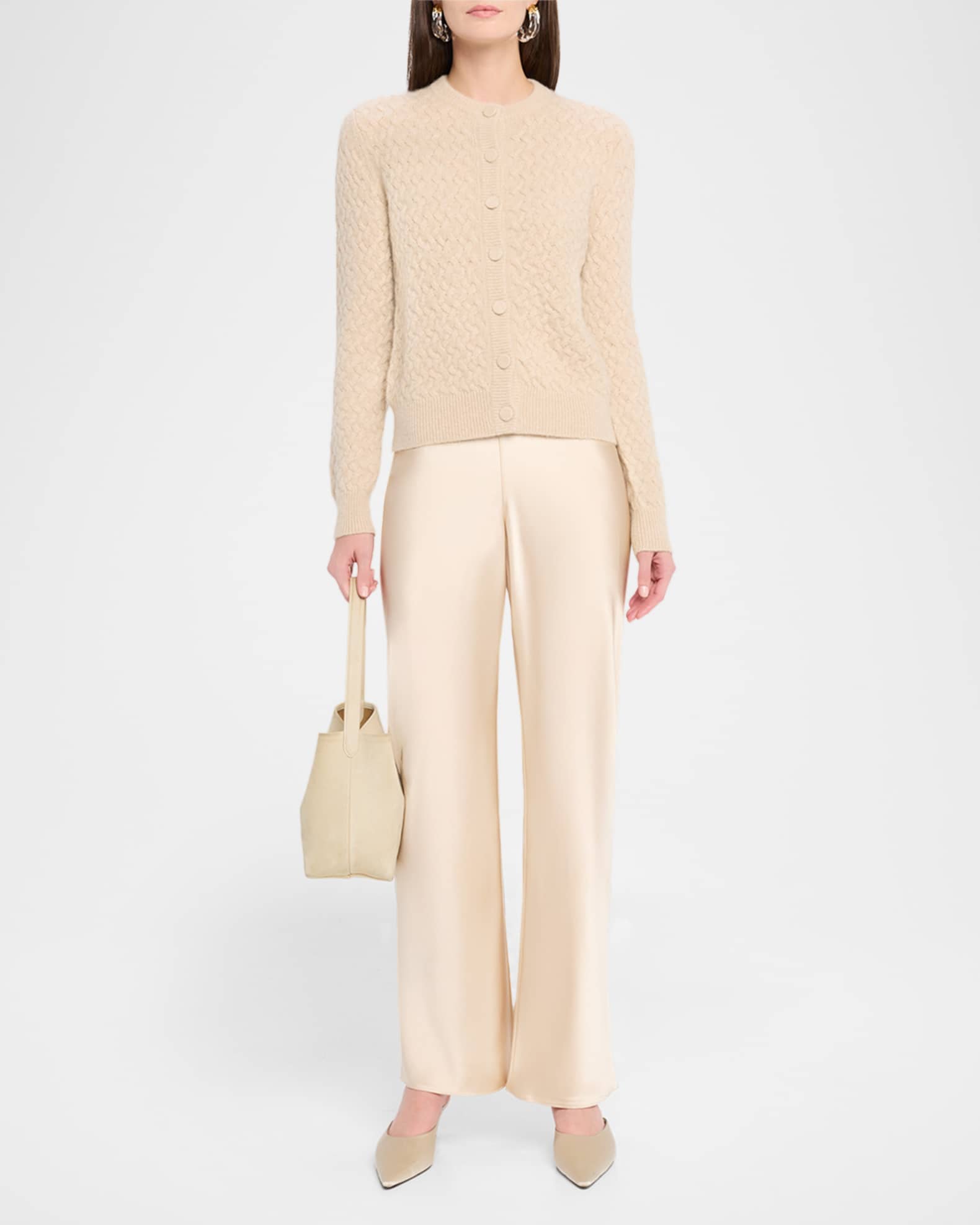 TSE Cashmere Boucle Cashmere Cable-Knit Cardigan | Neiman Marcus