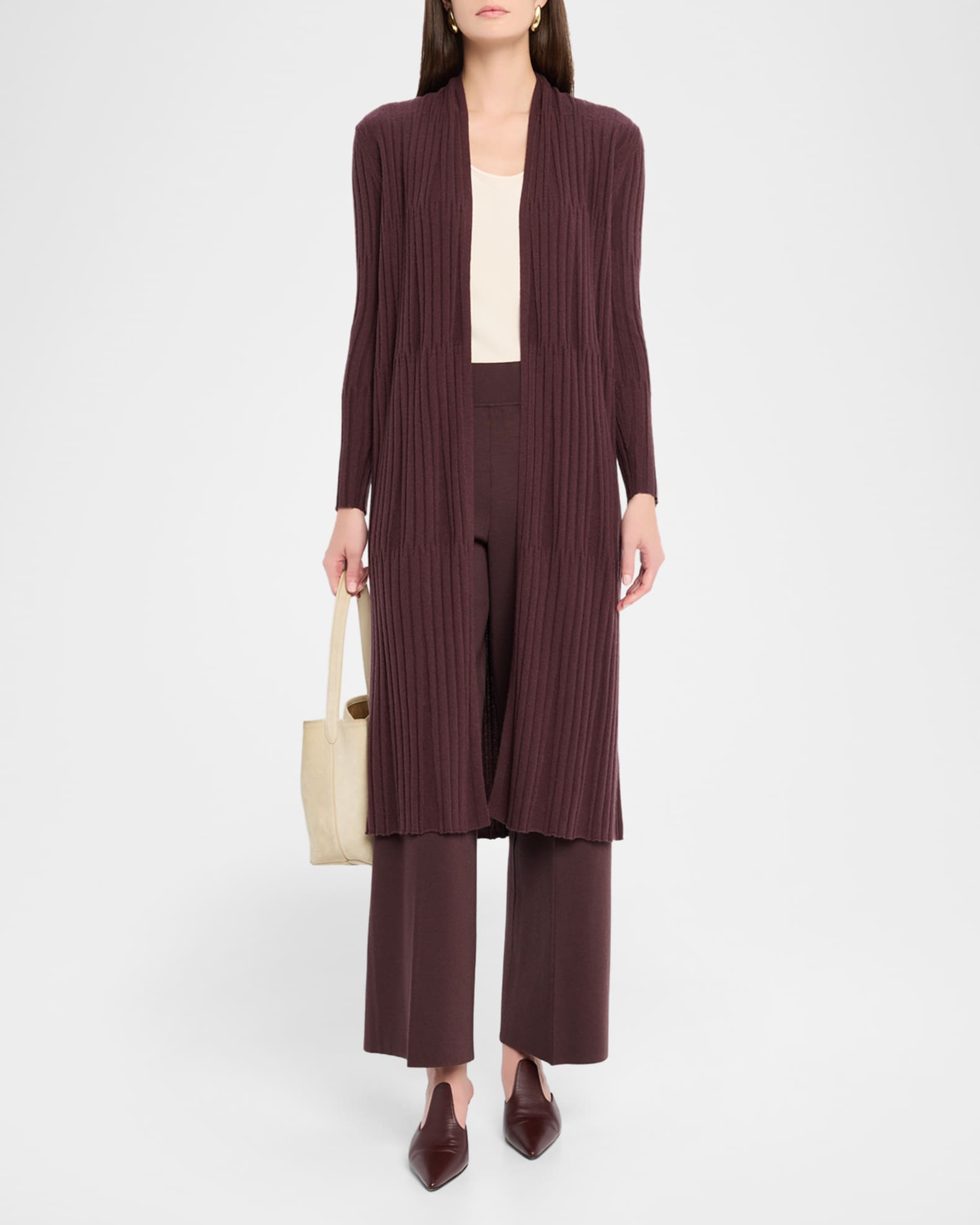 TSE Cashmere Cashmere Variegated Rib Long Cardigan | Neiman Marcus