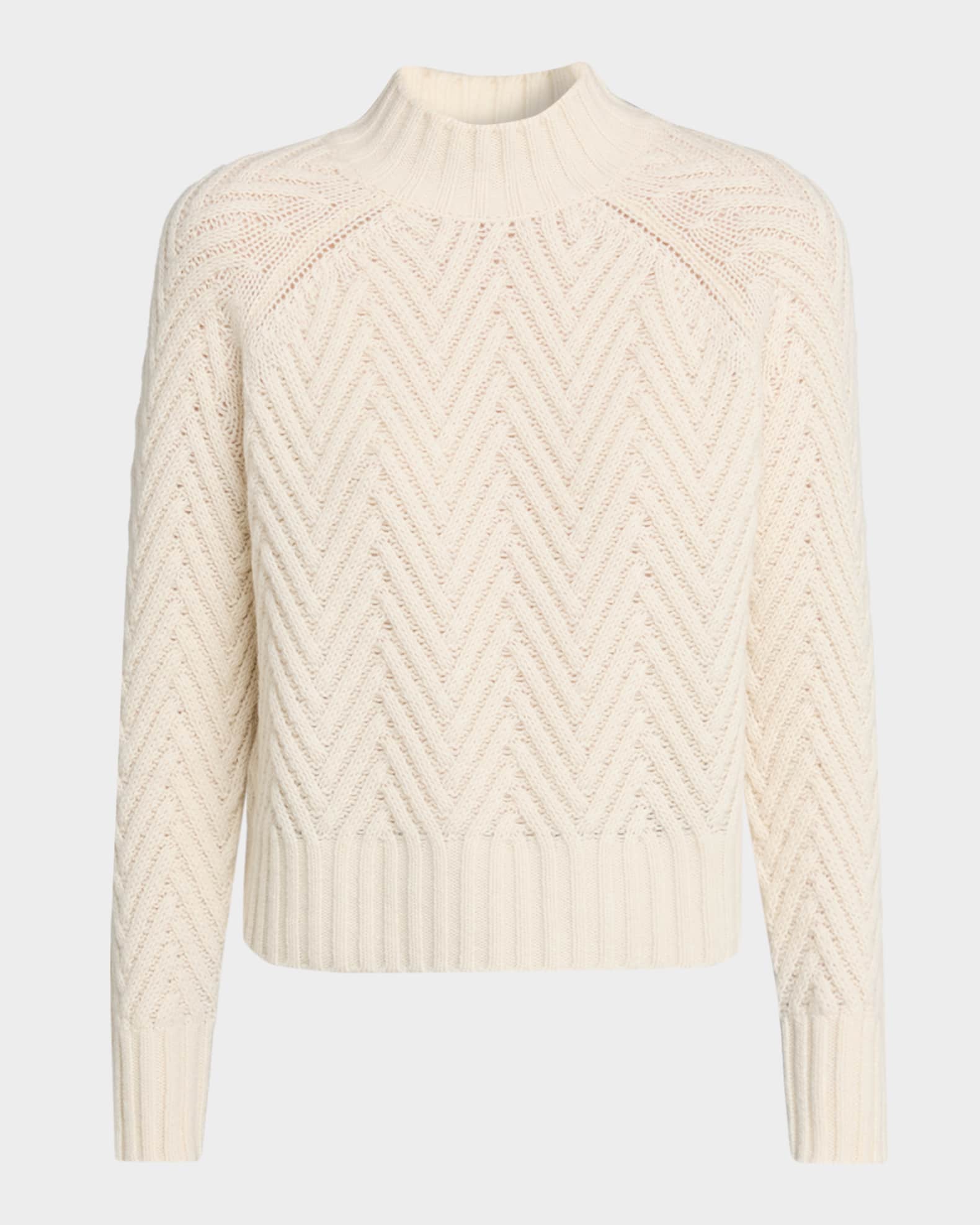 TSE Cashmere Cashmere Chevron Mock-Neck Sweater | Neiman Marcus