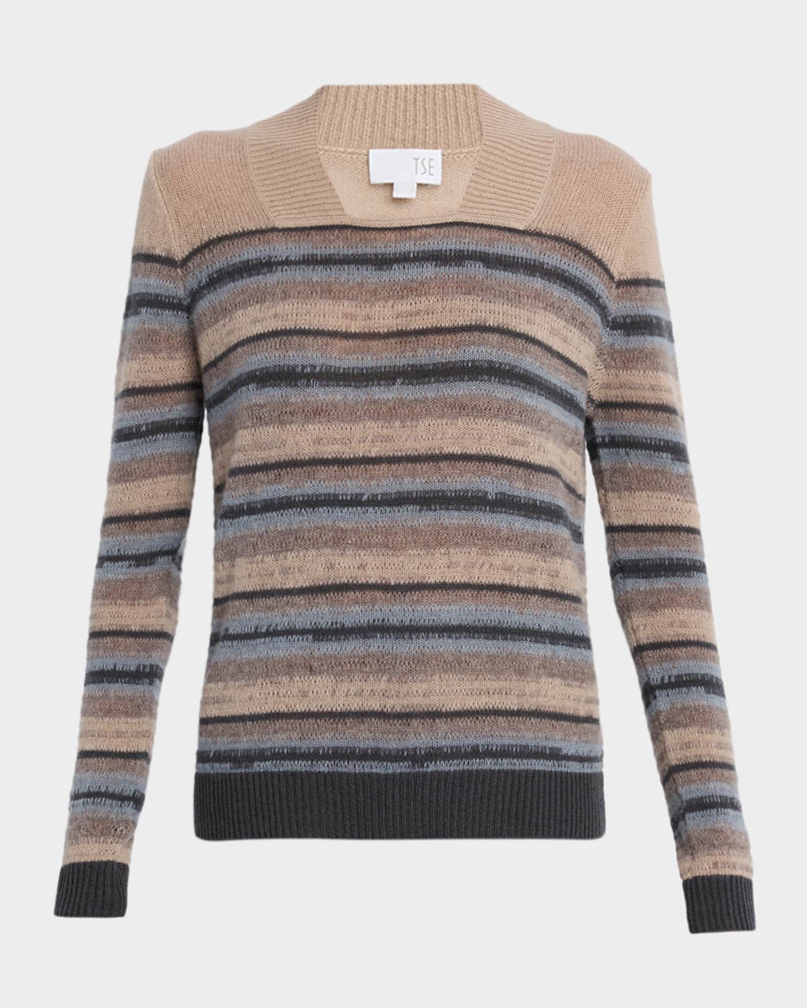 Cashmere Square-Neck Striped Top | Neiman Marcus