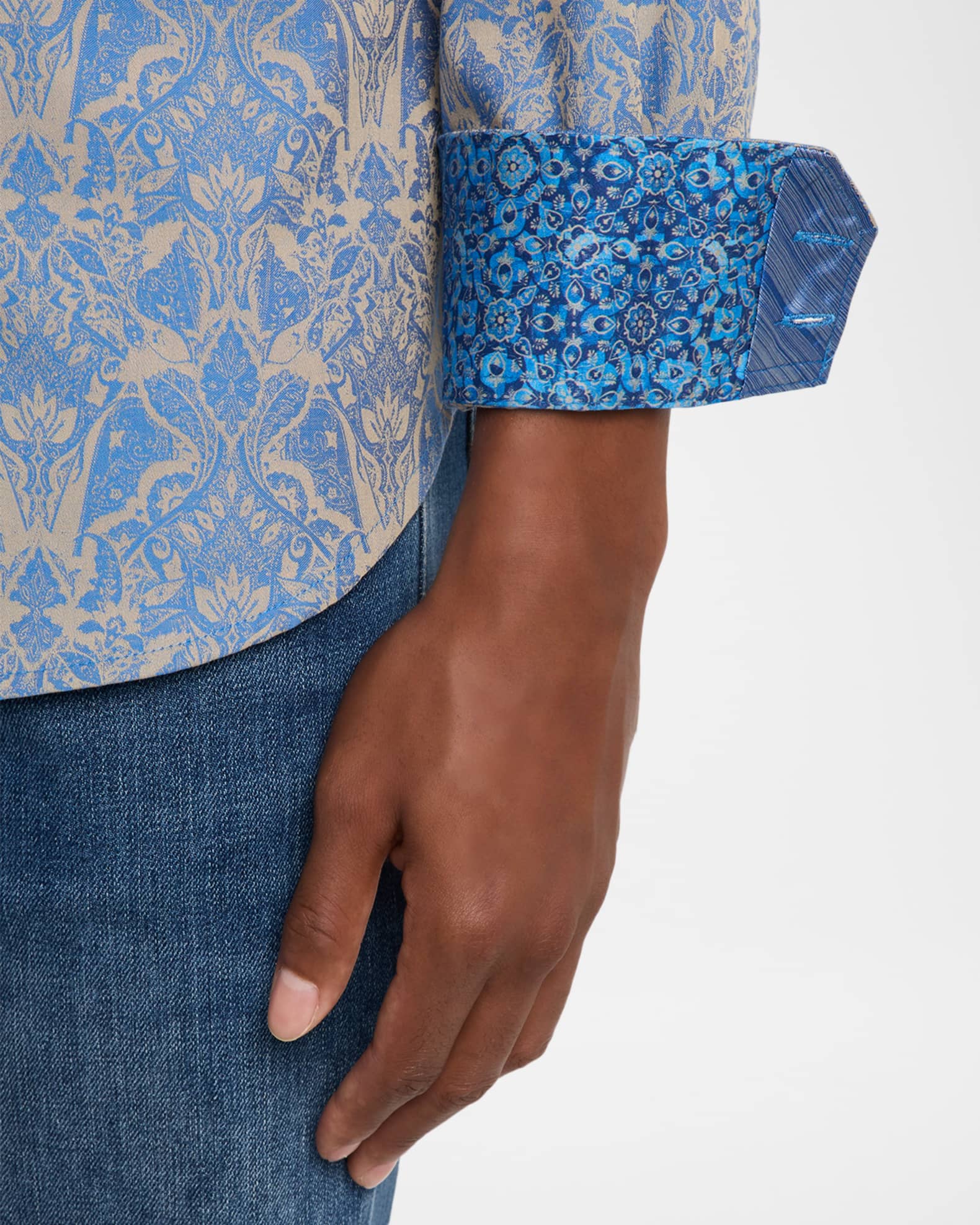 Robert Graham Men's Highland Damask Jacquard Sport Shirt | Neiman Marcus