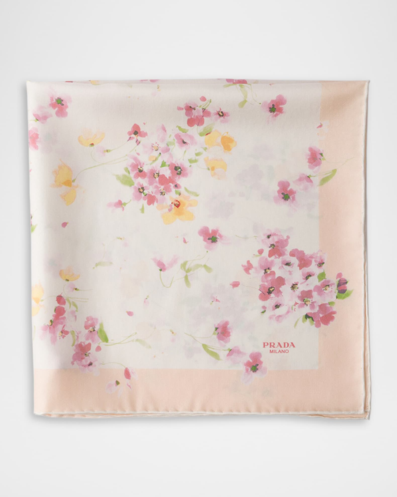 Prada Floral Silk Twill Scarf | Neiman Marcus