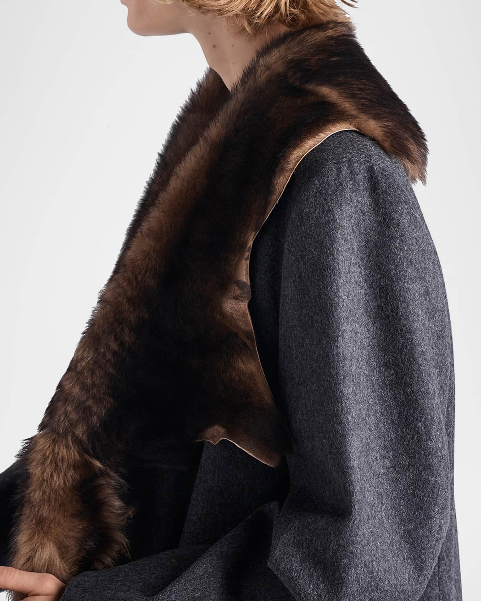 Prada Men's Sheep-Shearling Lapel Single-Breasted Wool Coat | Neiman Marcus