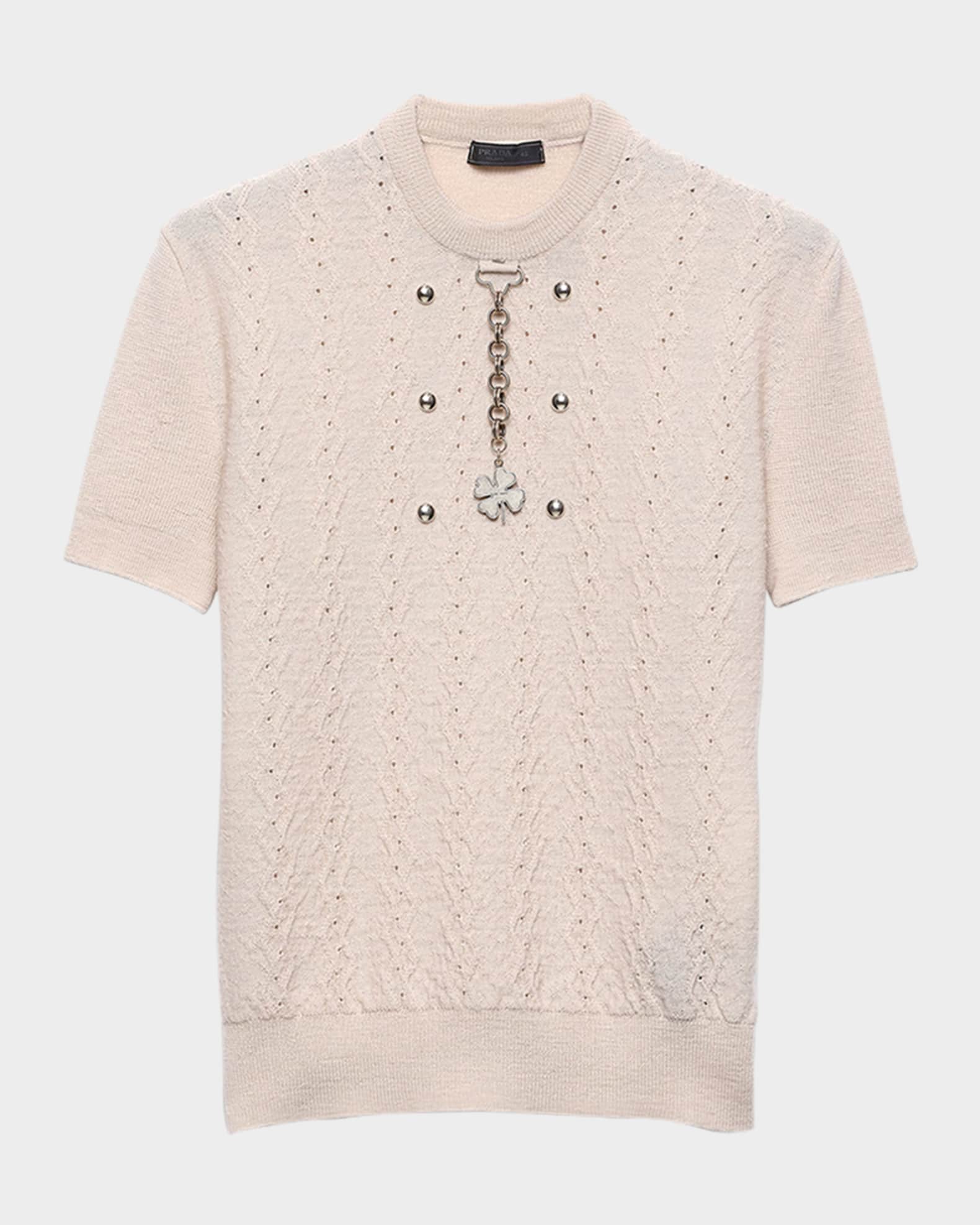 Prada Men's Short-Sleeve Wool Crewneck Sweater | Neiman Marcus