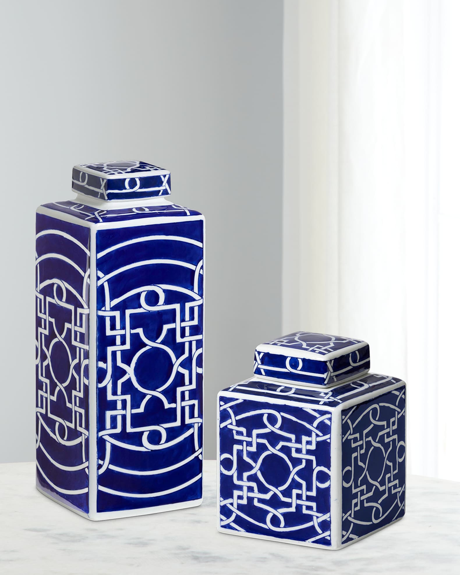 Imperial Ceramic Geometric Square Jar Collection | Neiman Marcus