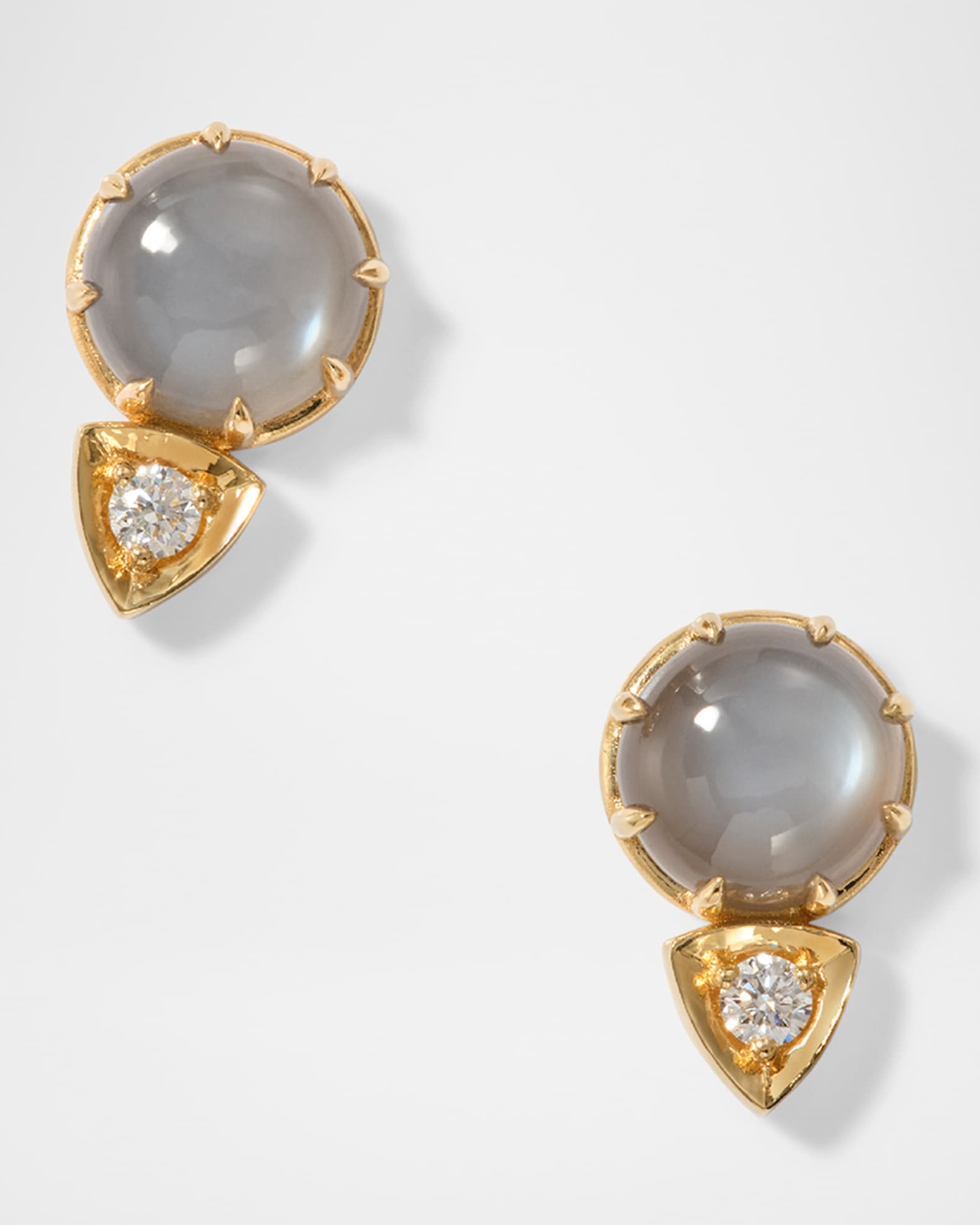 Jamie Turner Ellis Stud Earrings with Grey Moonstone | Neiman Marcus