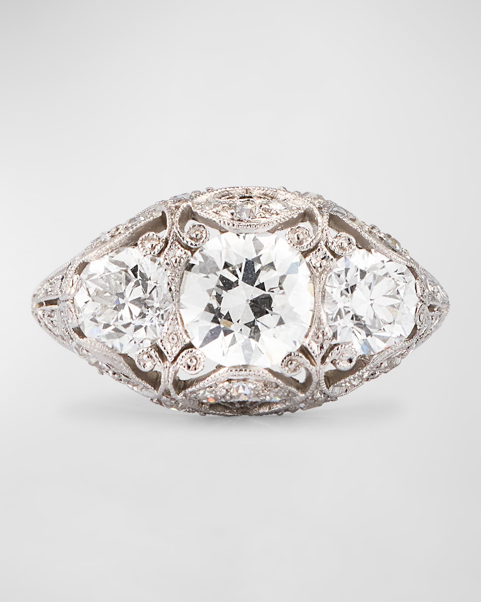 NM Estate Estate Platinum Filigree Diamond Ring, Size 6.25 | Neiman Marcus