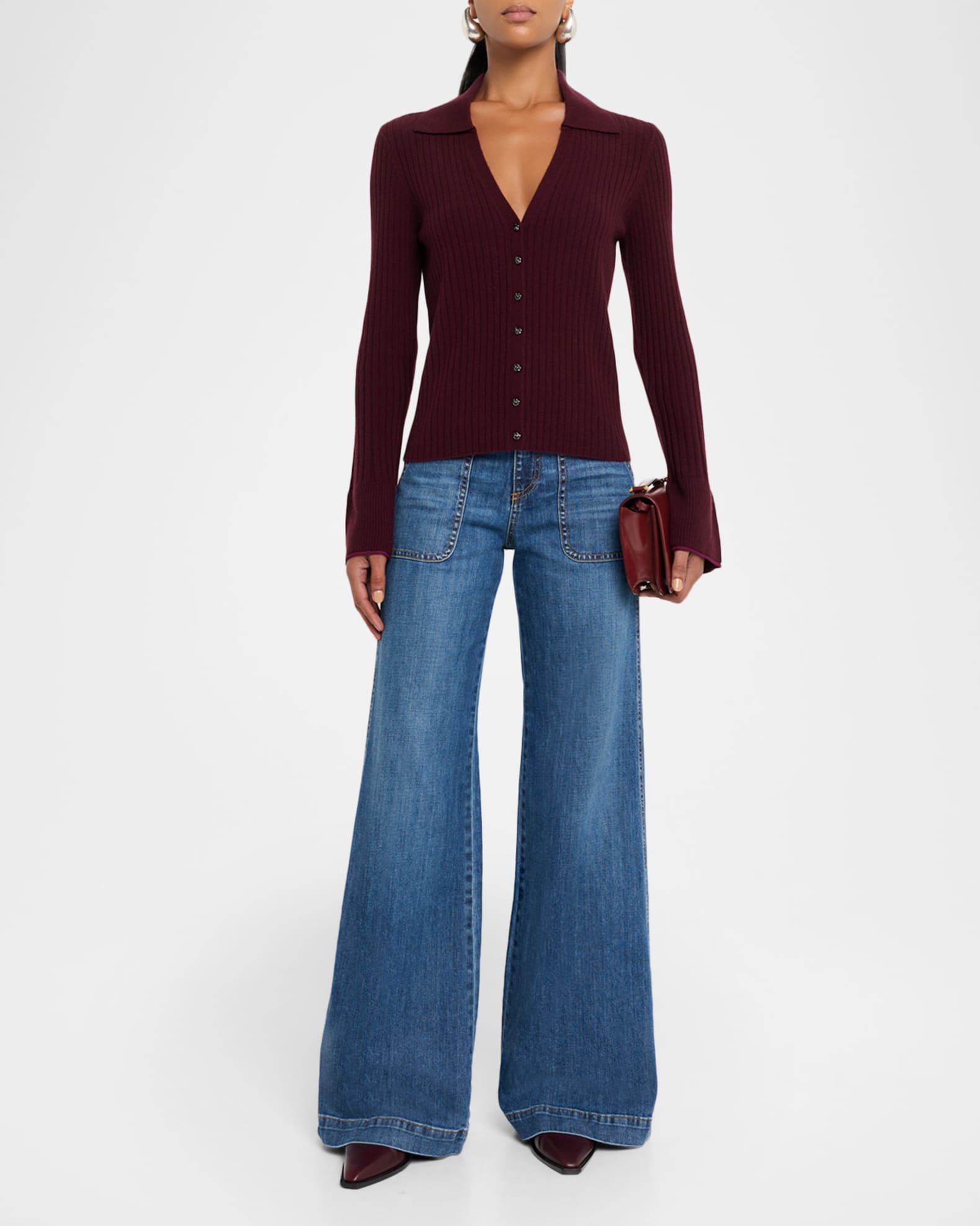 Ramy Brook Cathy Ribbed Cashmere Cardigan | Neiman Marcus