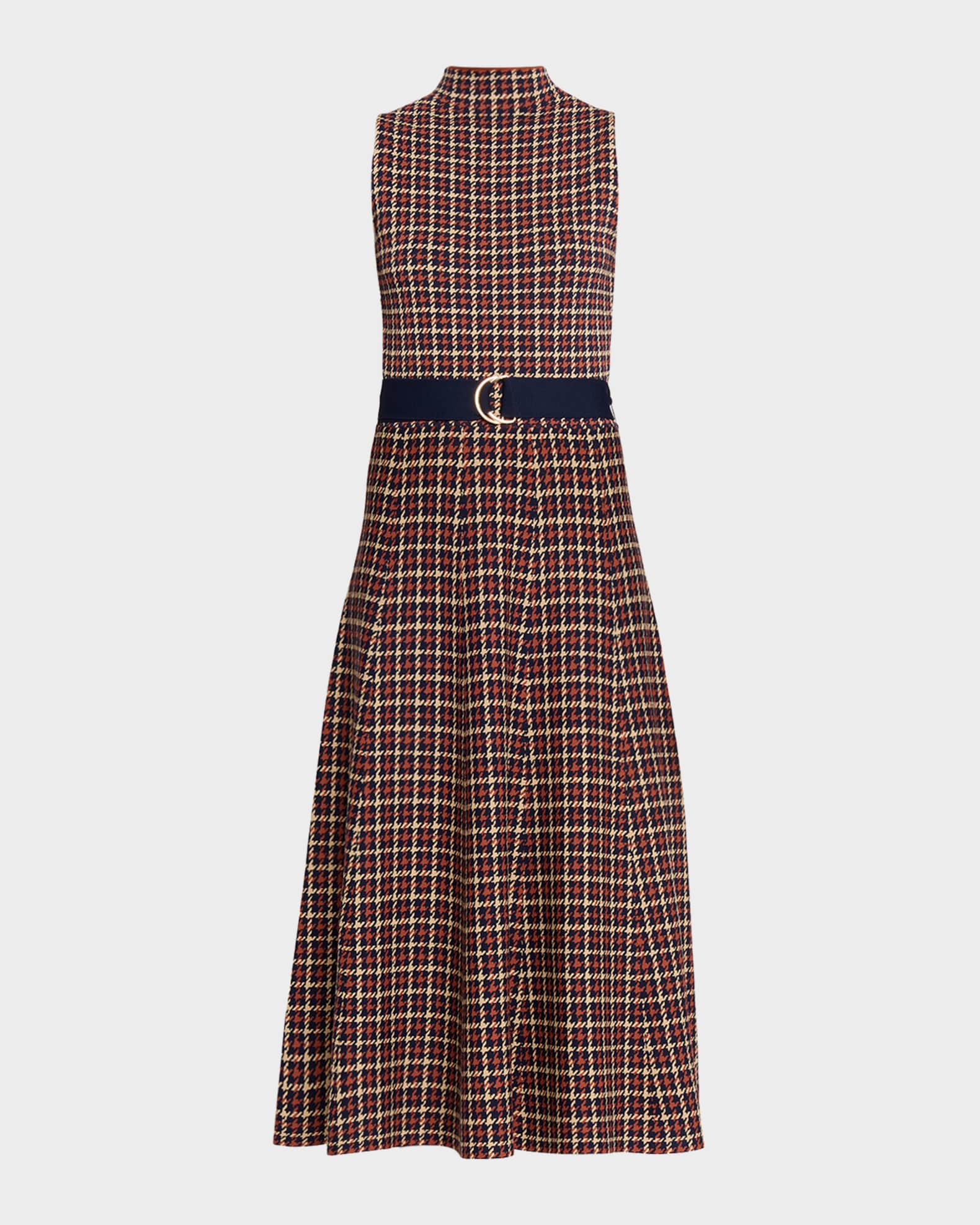 Cara Cara Brice Belted Plaid Knit Midi Dress | Neiman Marcus