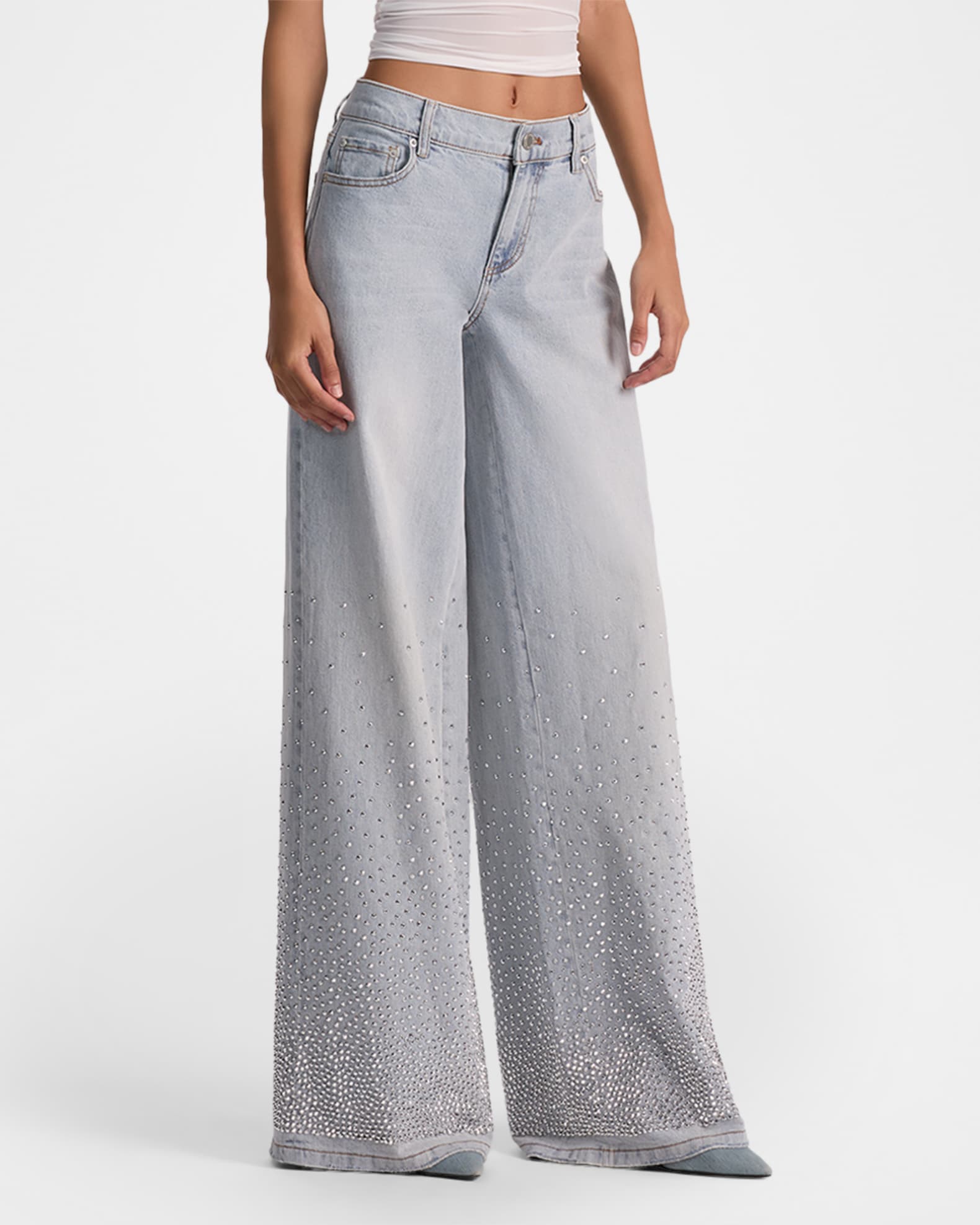 Alice + Olivia Amazing Embellished Wide-Leg Jeans | Neiman Marcus