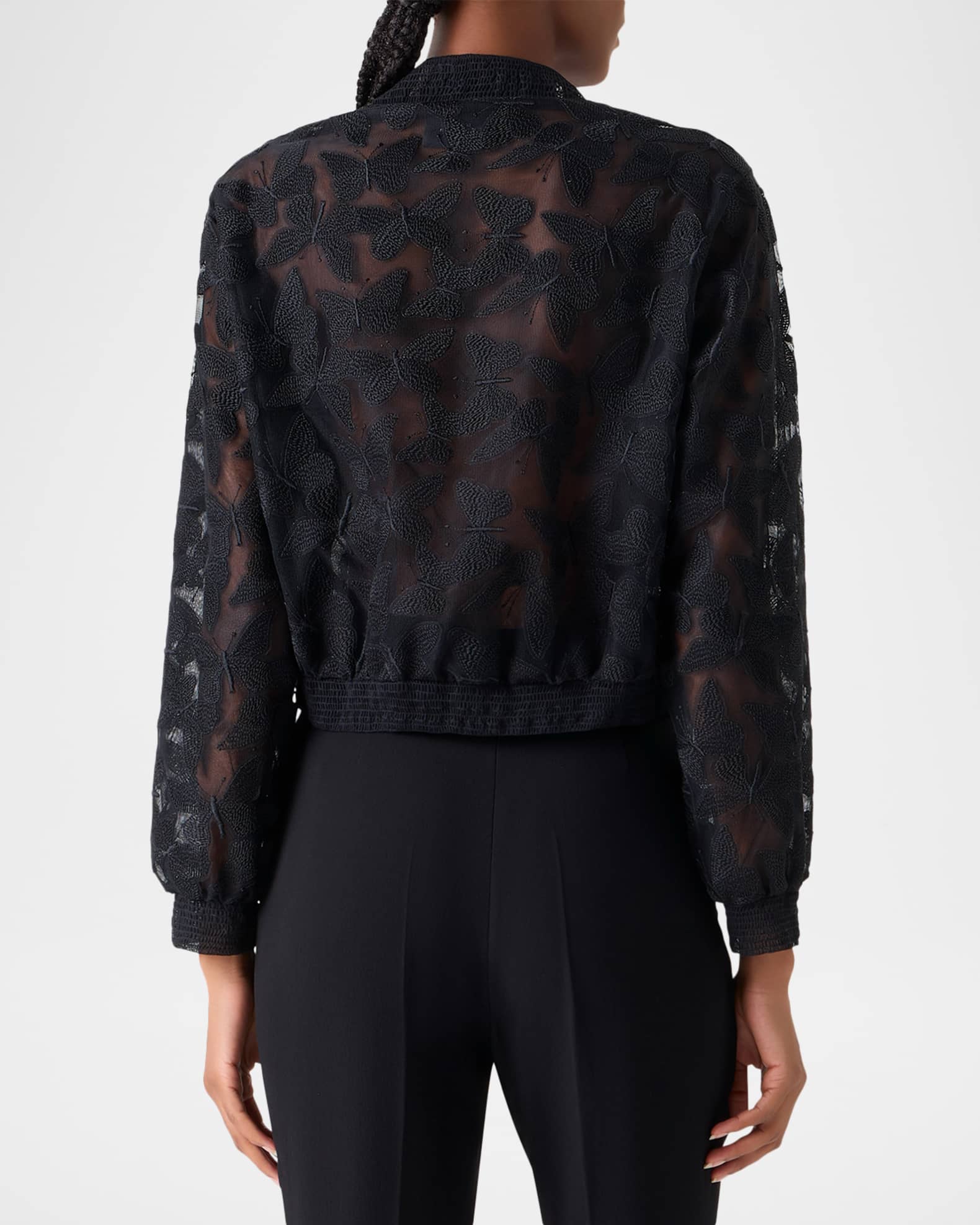 Akris Butterfly Embroidered Bomber Jacket | Neiman Marcus