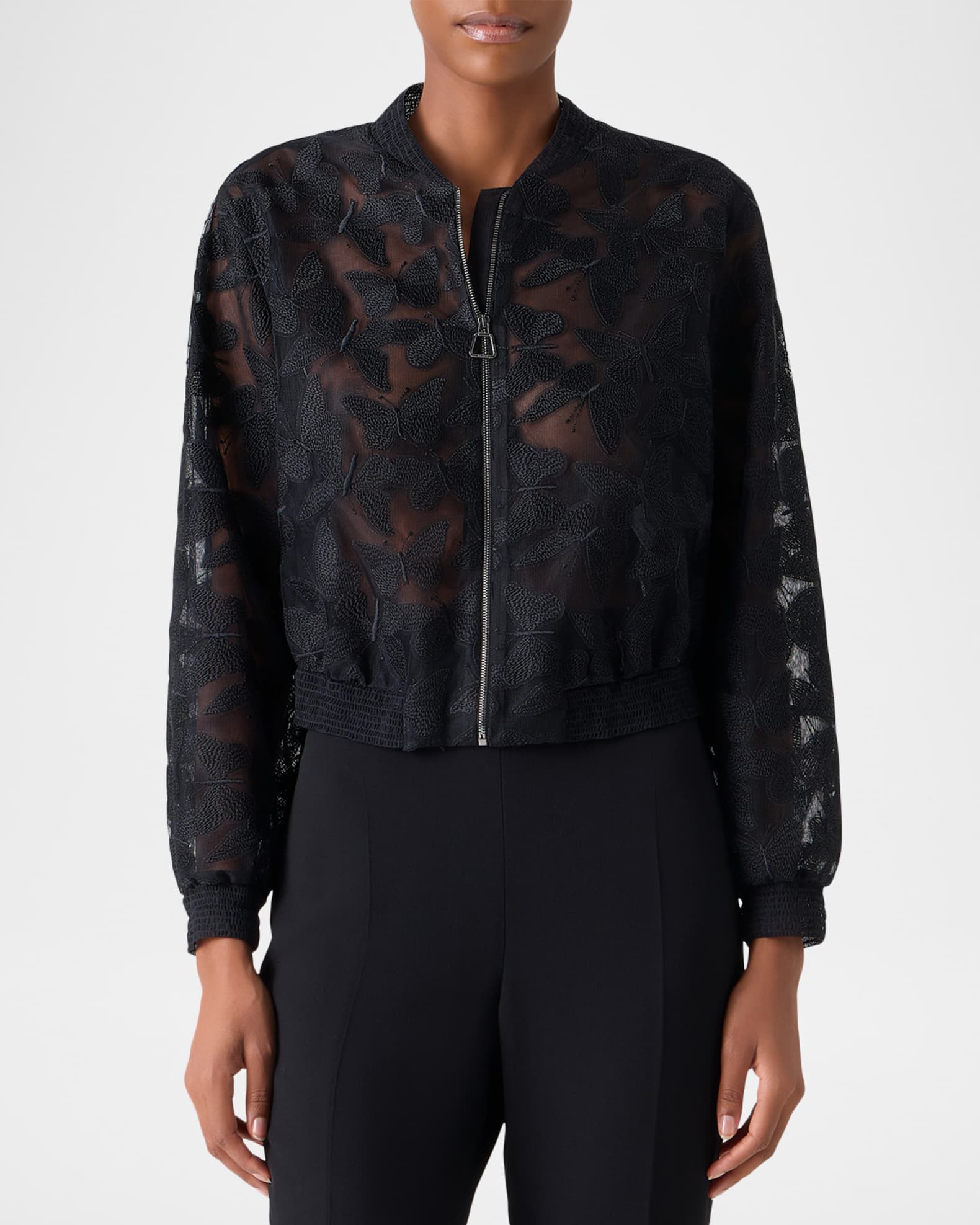 Akris Butterfly Embroidered Bomber Jacket | Neiman Marcus