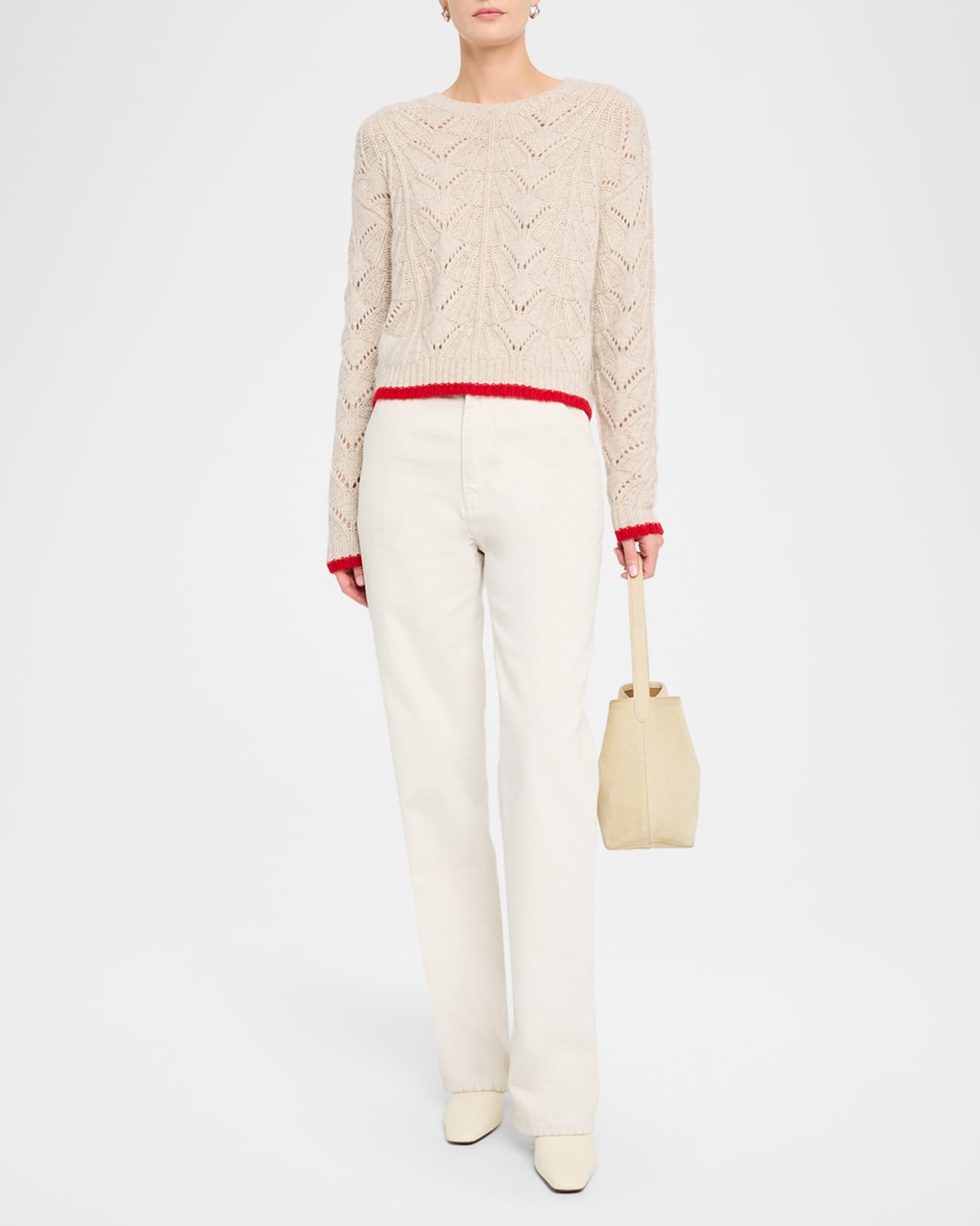 Autumn Cashmere Boxy Shell-Stitch Cashmere Sweater | Neiman Marcus