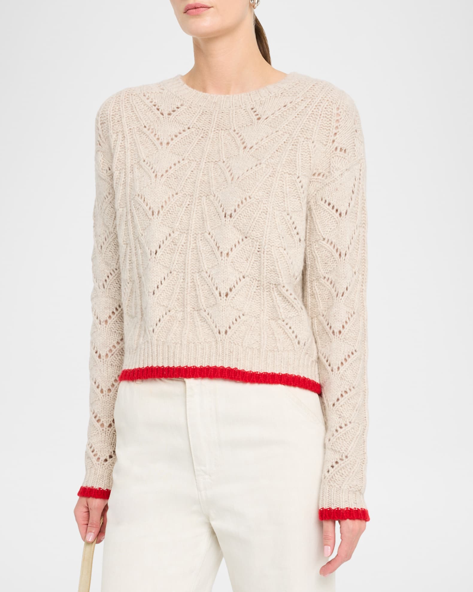 Autumn Cashmere Boxy Shell-Stitch Cashmere Sweater | Neiman Marcus