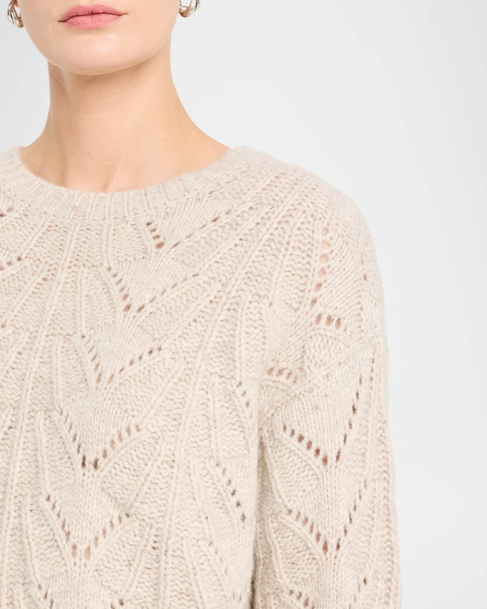 Autumn Cashmere Boxy Shell-Stitch Cashmere Sweater | Neiman Marcus