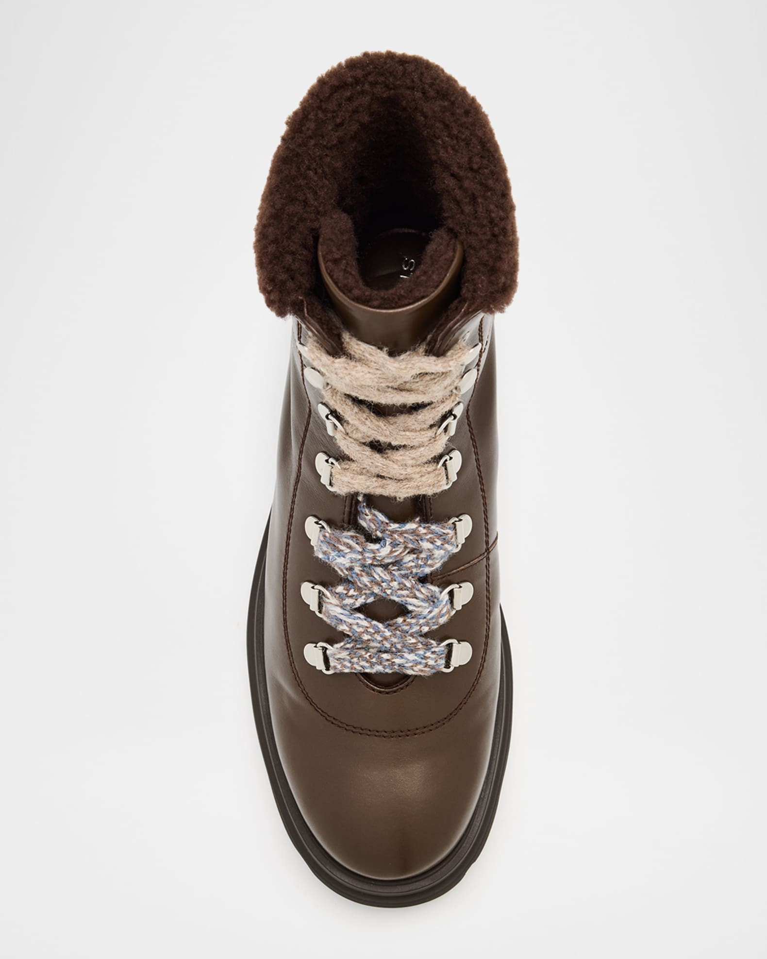 Stuart Weitzman Hudson Lite Lace Shearling-Lined Leather Combat Boots ...