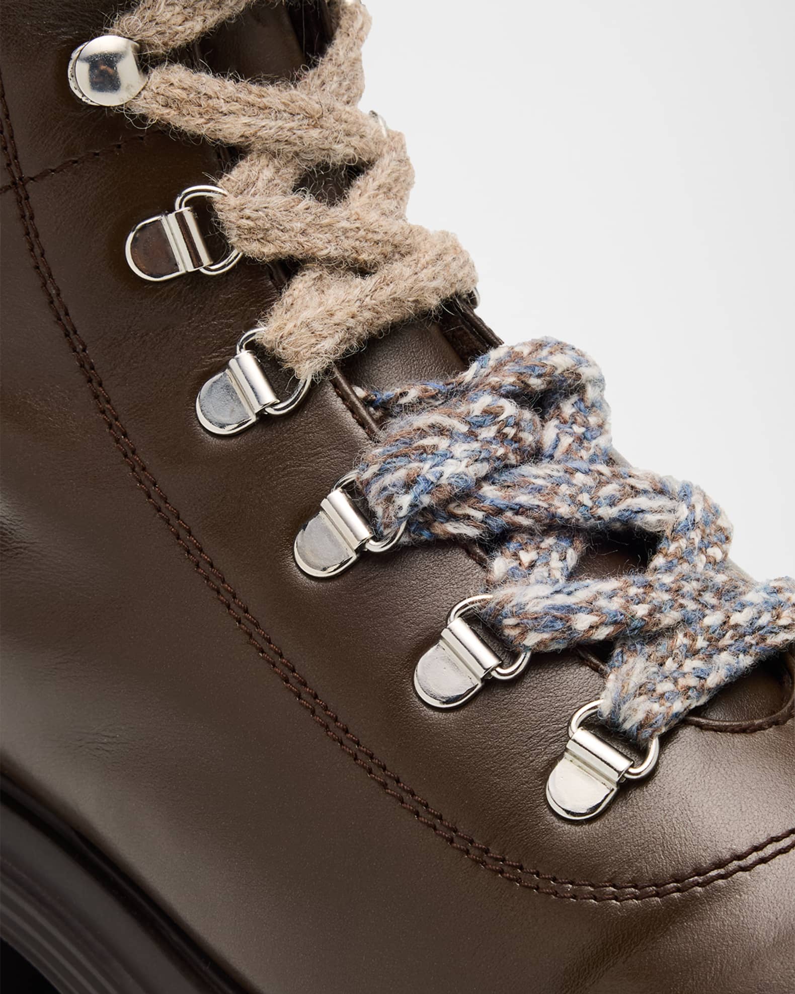 Stuart Weitzman Hudson Lite Lace Shearling-Lined Leather Combat Boots ...