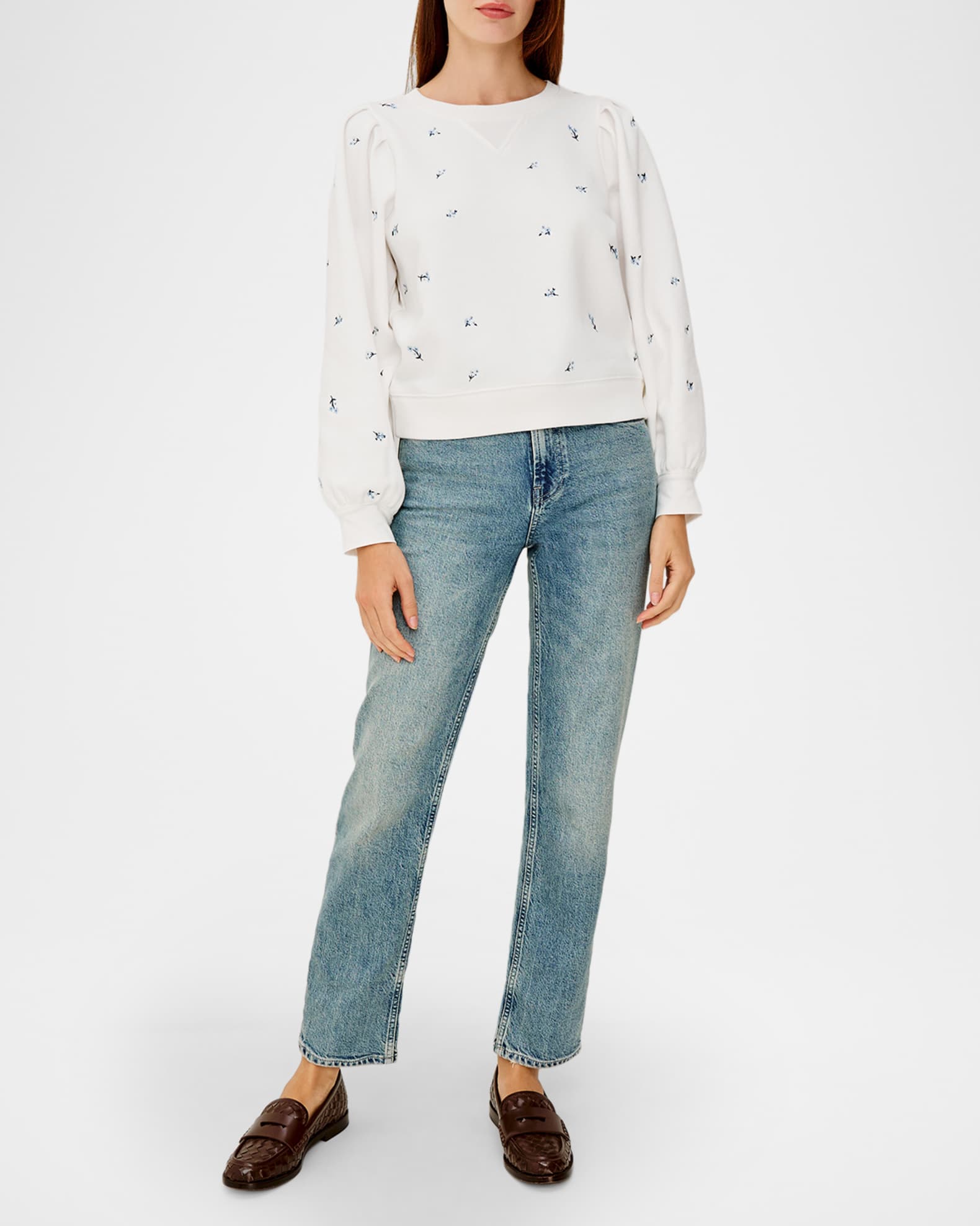 Rails Tiffany Floral Puff-Sleeve Sweatshirt | Neiman Marcus
