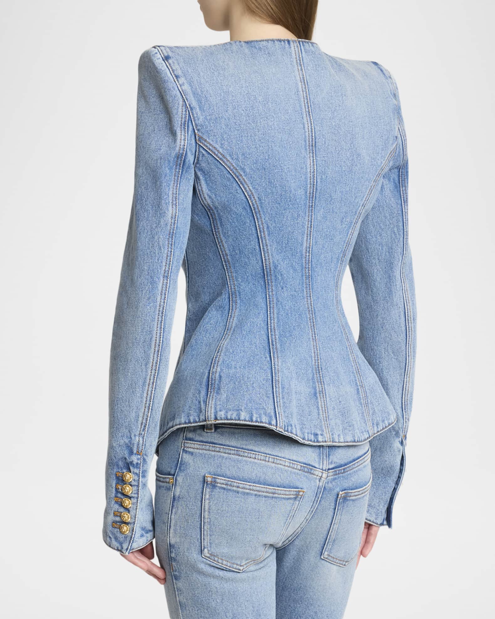 Balmain Buttoned Denim Jacket | Neiman Marcus