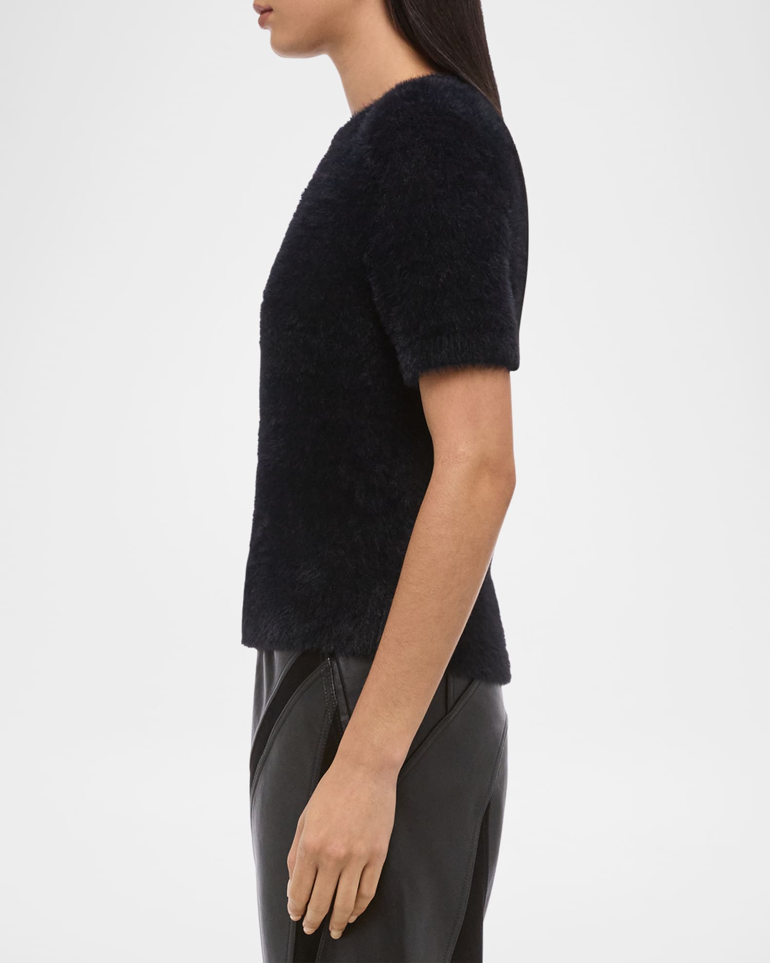 Helmut Lang Cropped Eyelash Knit Tee | Neiman Marcus