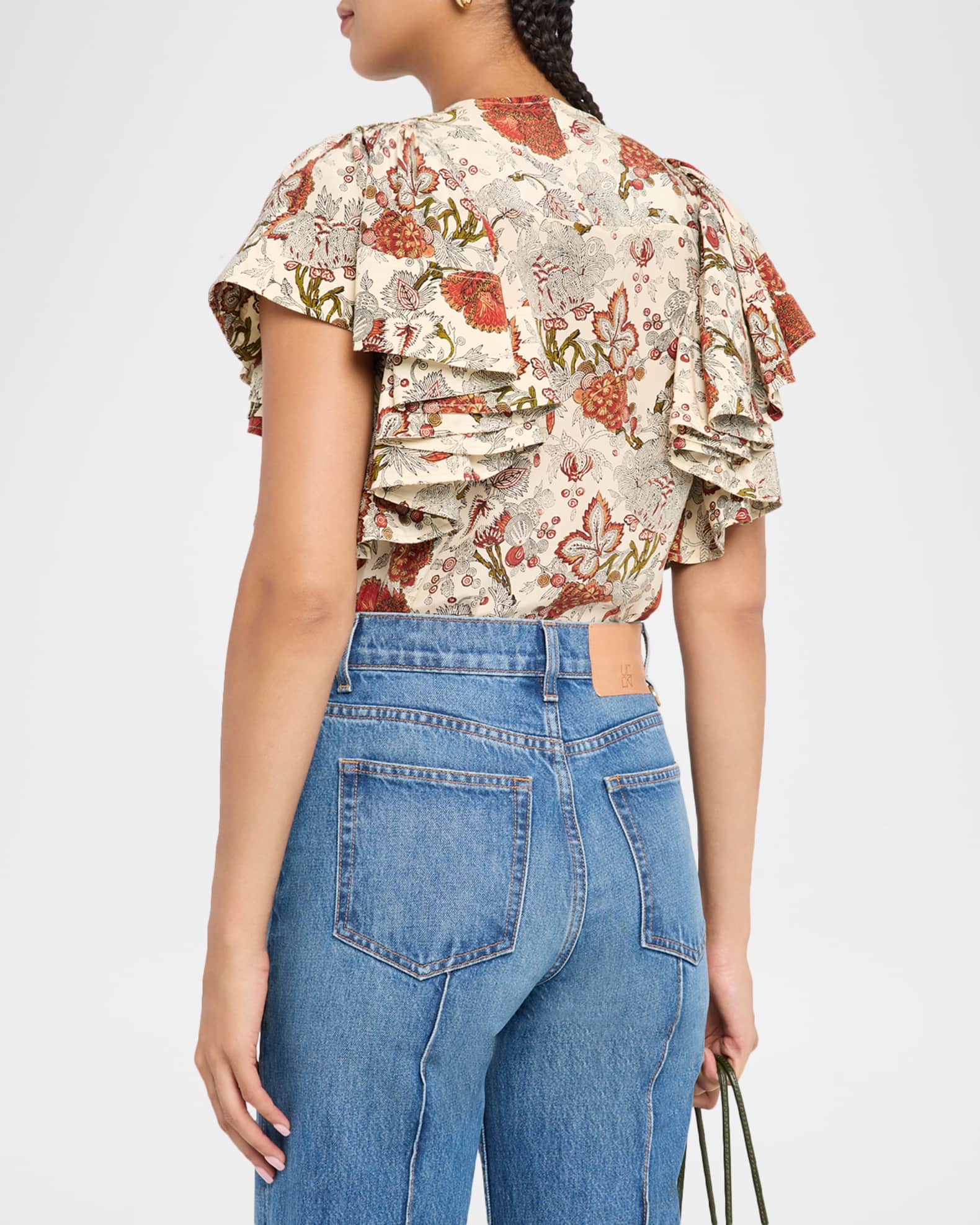 Ulla Johnson Lena Silk Flutter Sleeve Blouse | Neiman Marcus