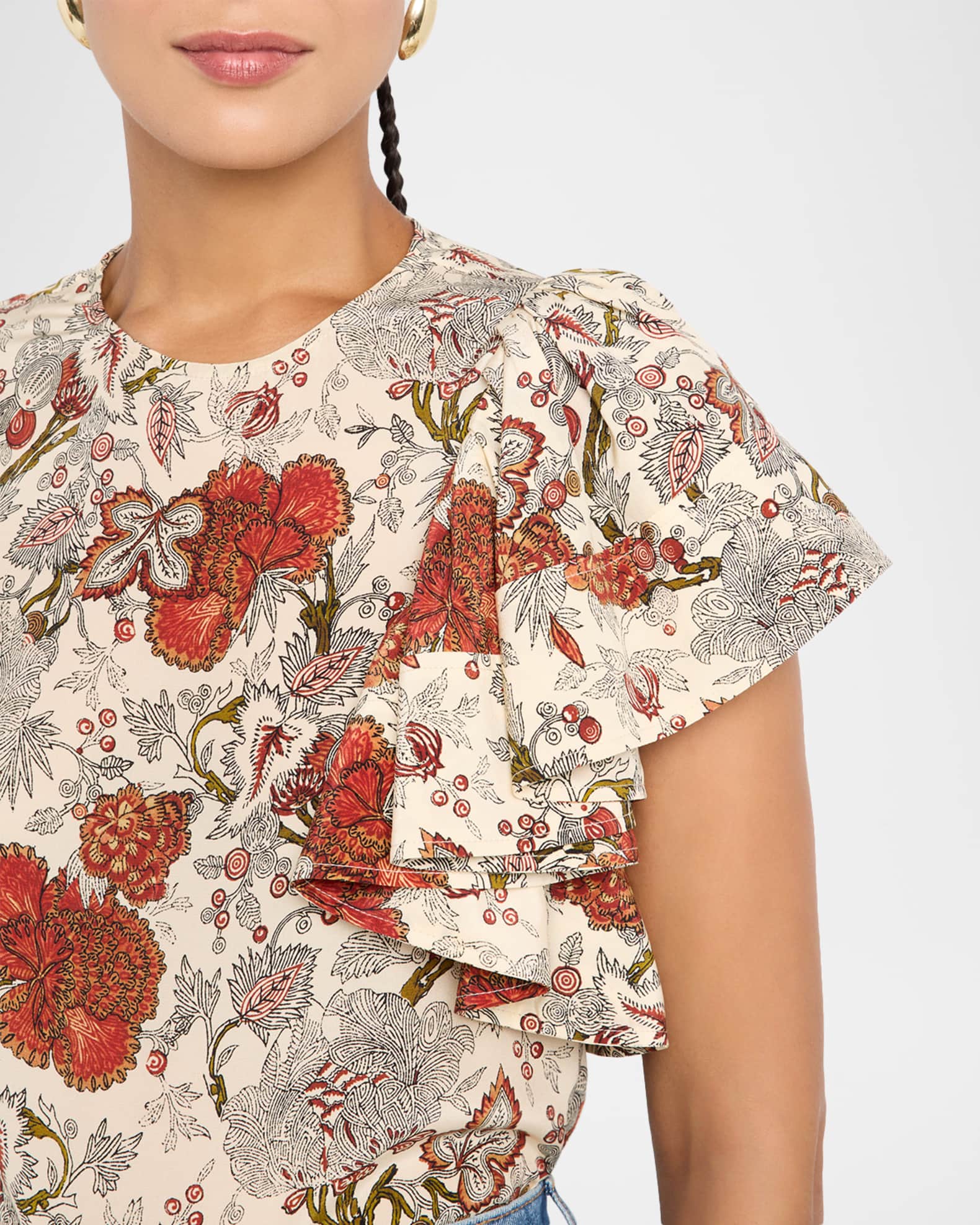 Ulla Johnson Lena Silk Flutter Sleeve Blouse | Neiman Marcus