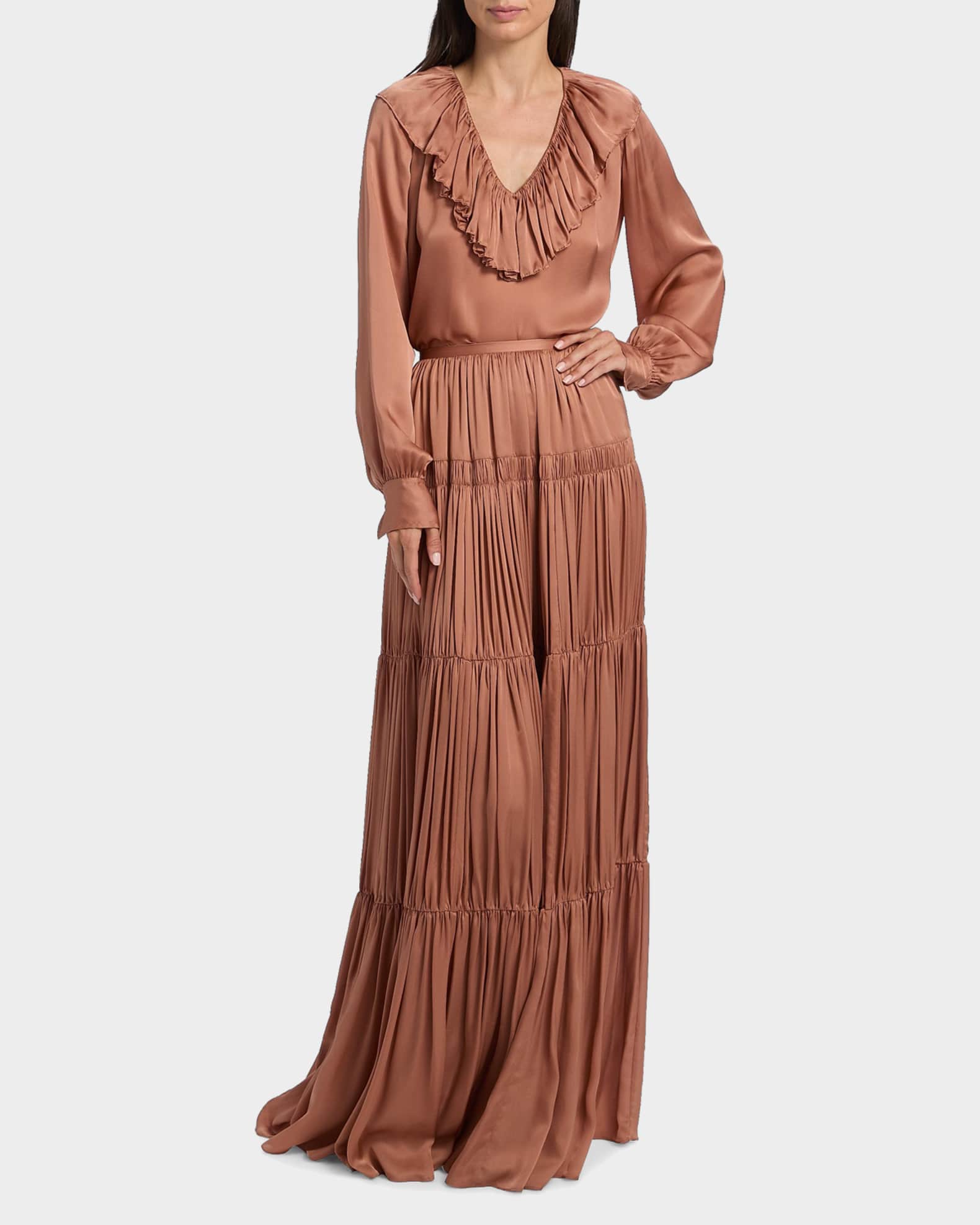 Ulla Johnson Gaelle Gathered Silk Maxi Skirt | Neiman Marcus