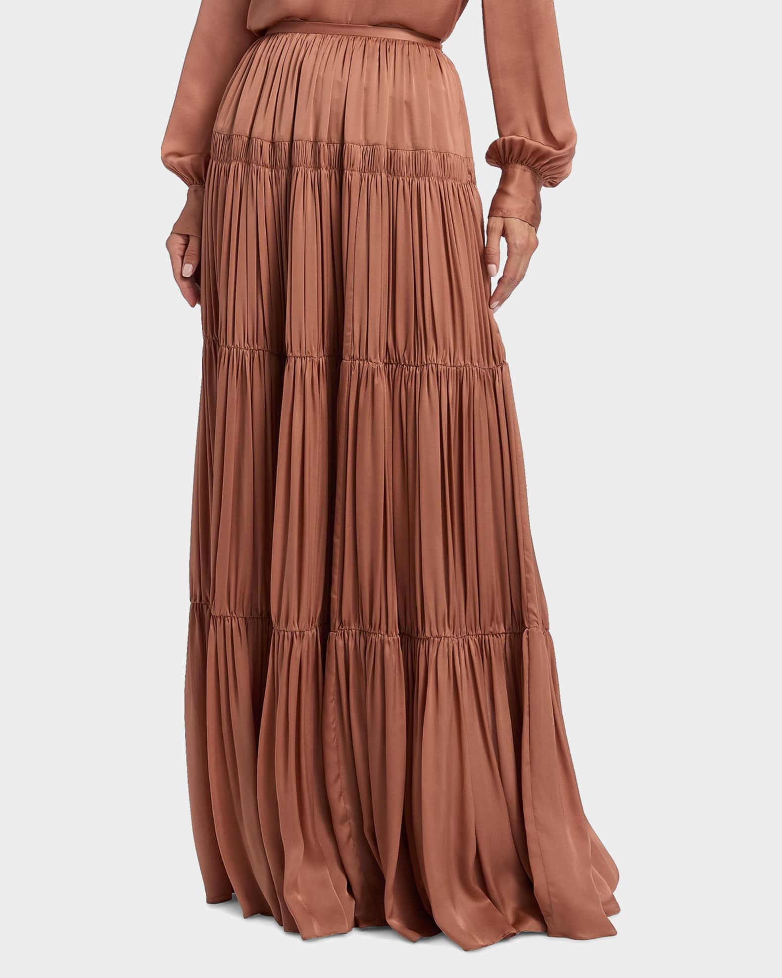 Ulla Johnson Gaelle Gathered Silk Maxi Skirt | Neiman Marcus