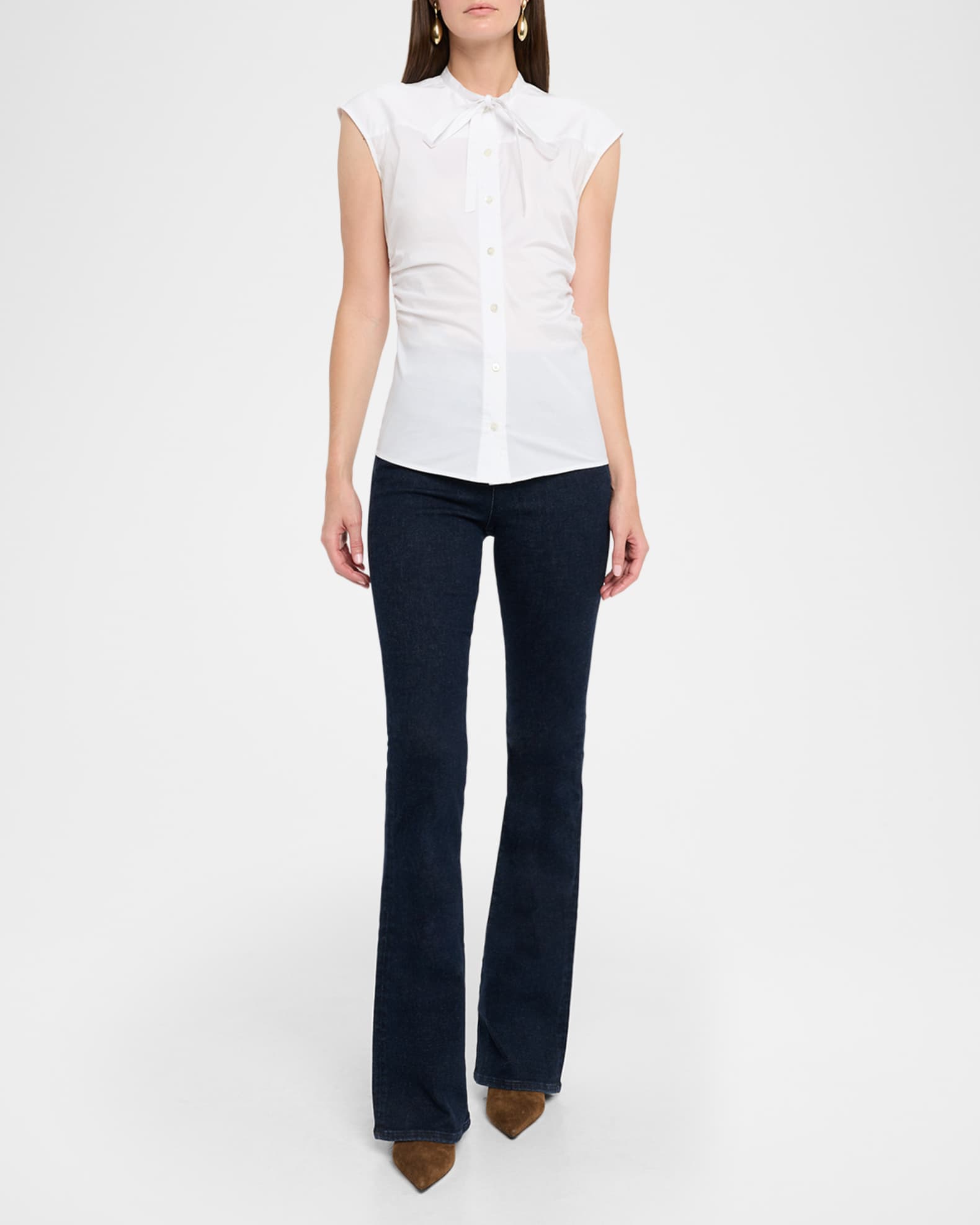 Veronica Beard Joon Sleeveless Button-Front Top | Neiman Marcus